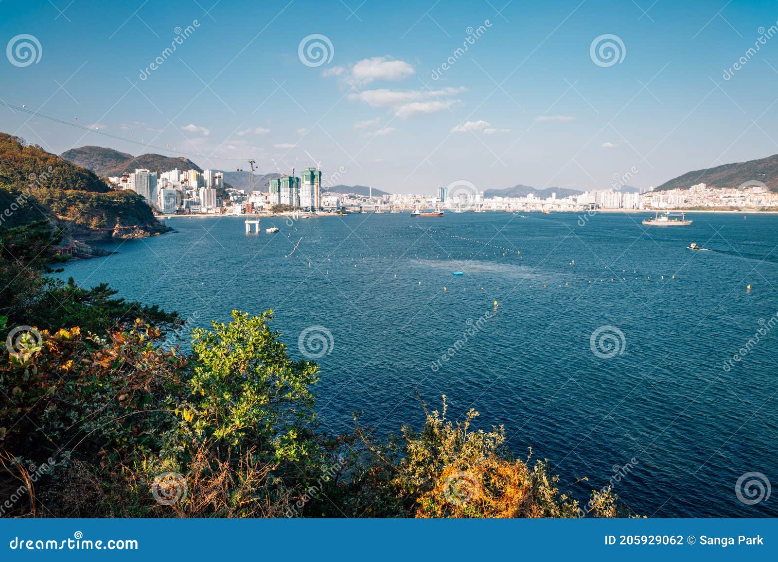 Songdo Beach Town Panorama View in Busan, Korea Stock Photo - Image of ...