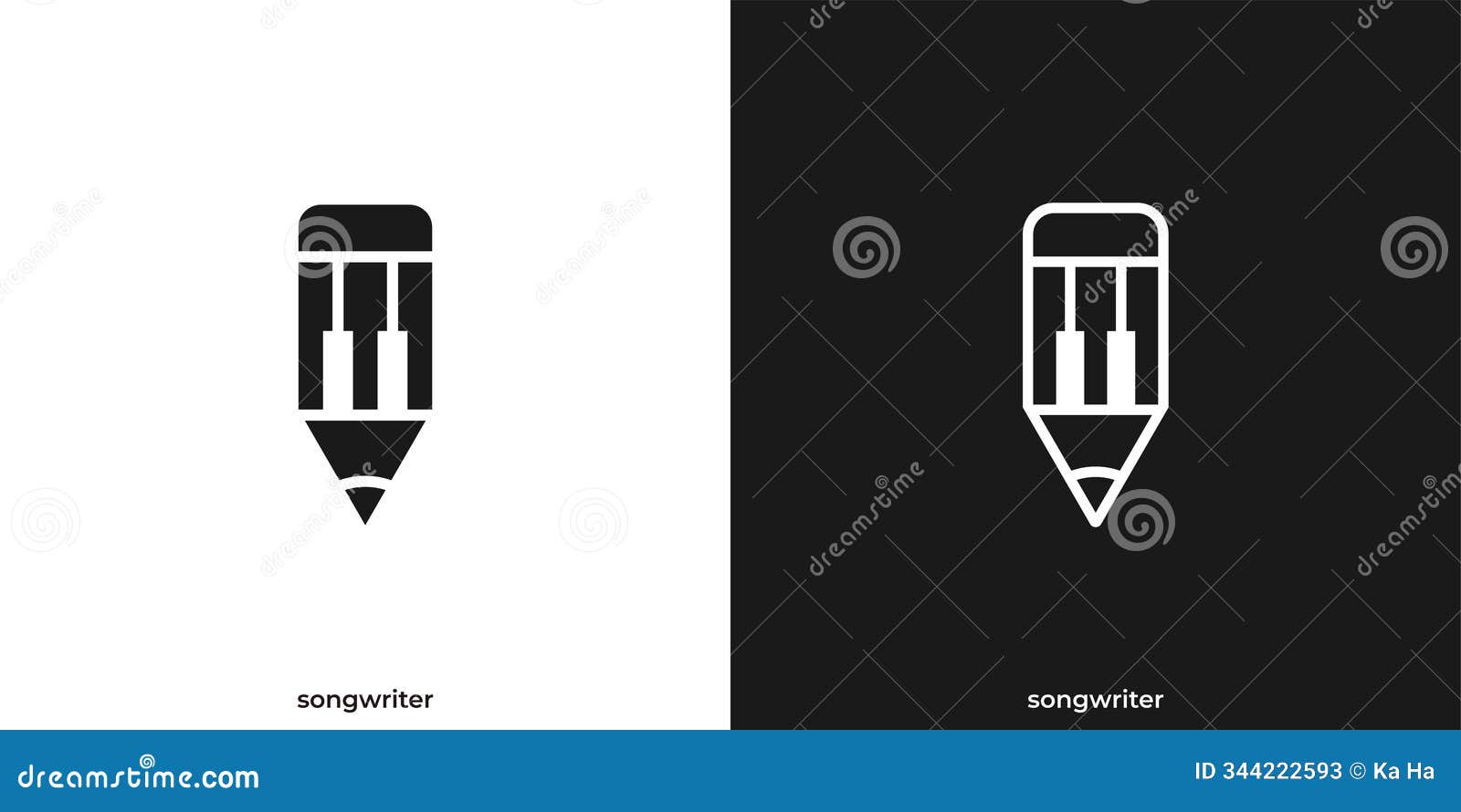 Songwriter Logo. Abstract Piano and Pencil Icon with Minimalist Style ...