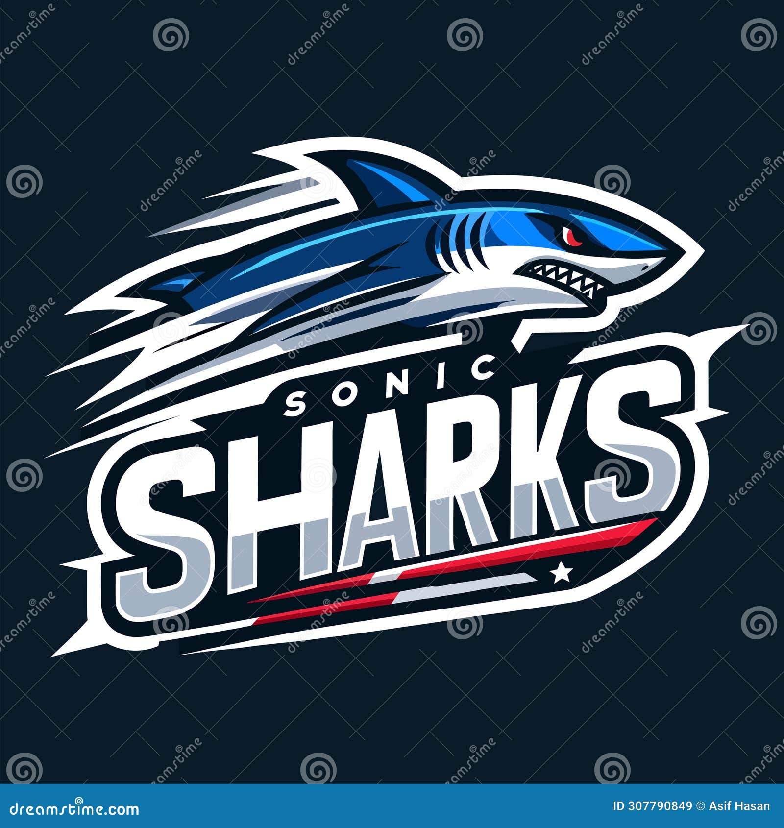SONIC SHARKS stock illustration. Illustration of logo - 307790849
