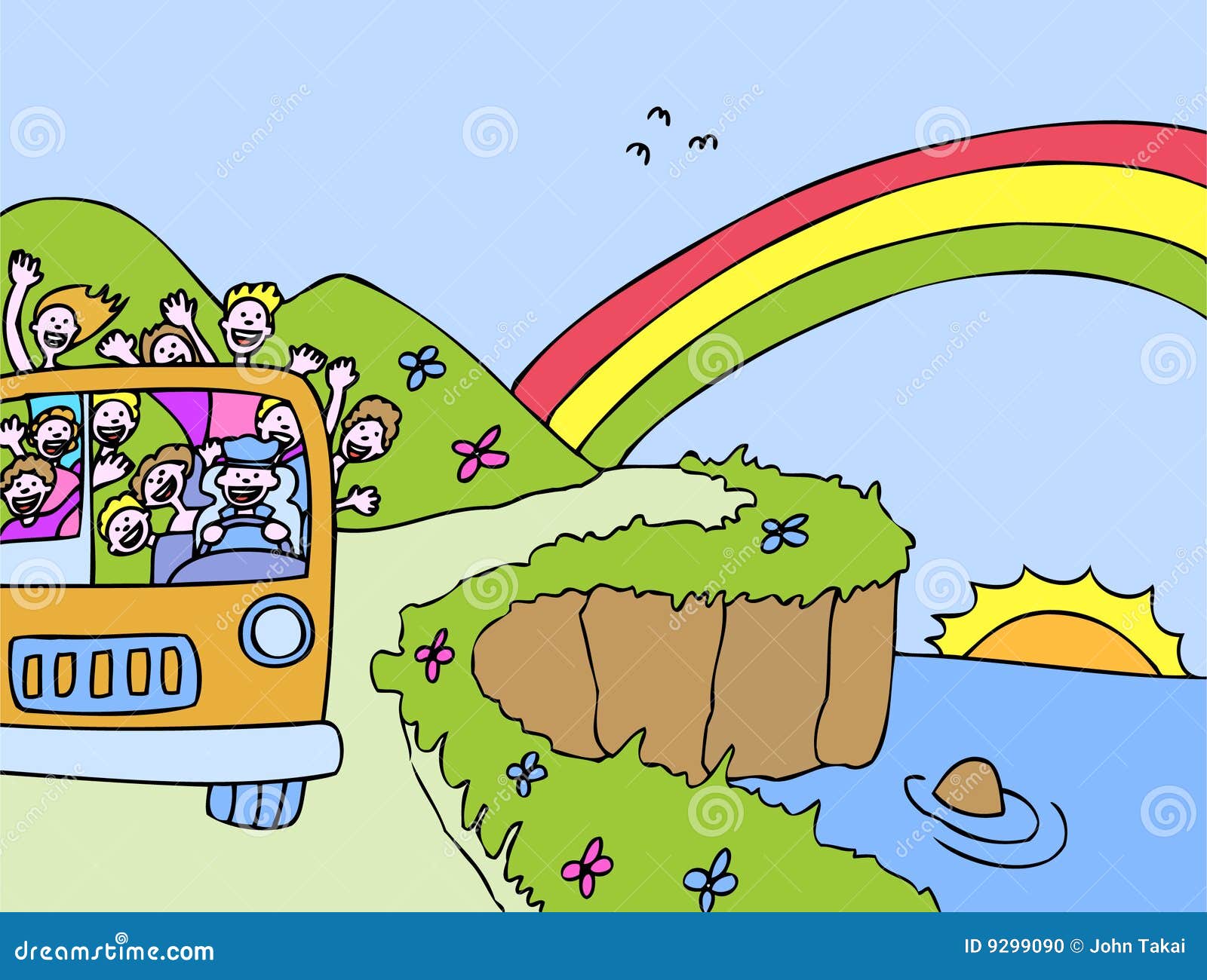 Sonnenschein-Bus-Ozean-Ausflug Vektor Abbildung - Illustration von ...