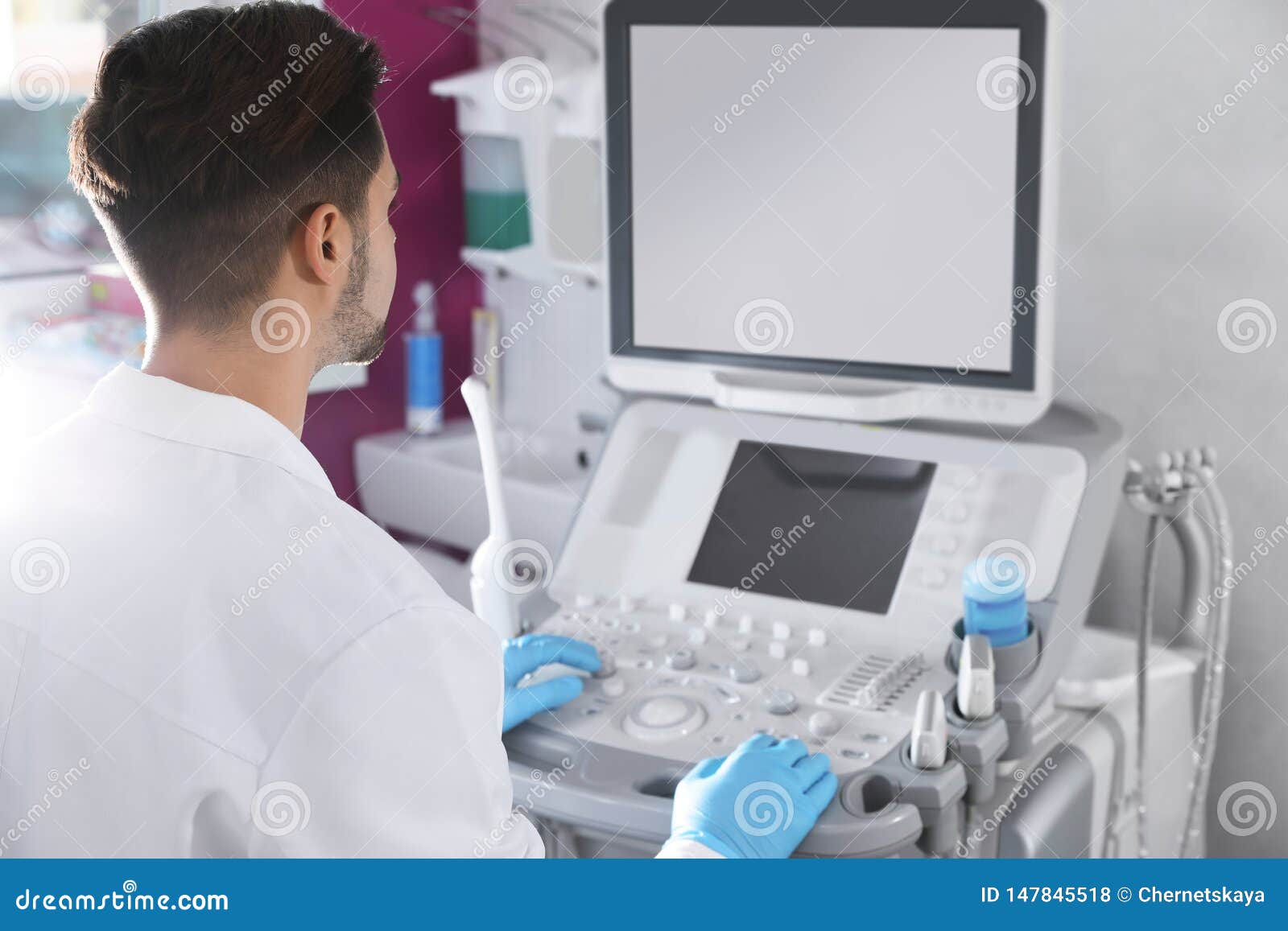 Sonographer Using Modern Ultrasound Machine Stock Photo - Image of ...
