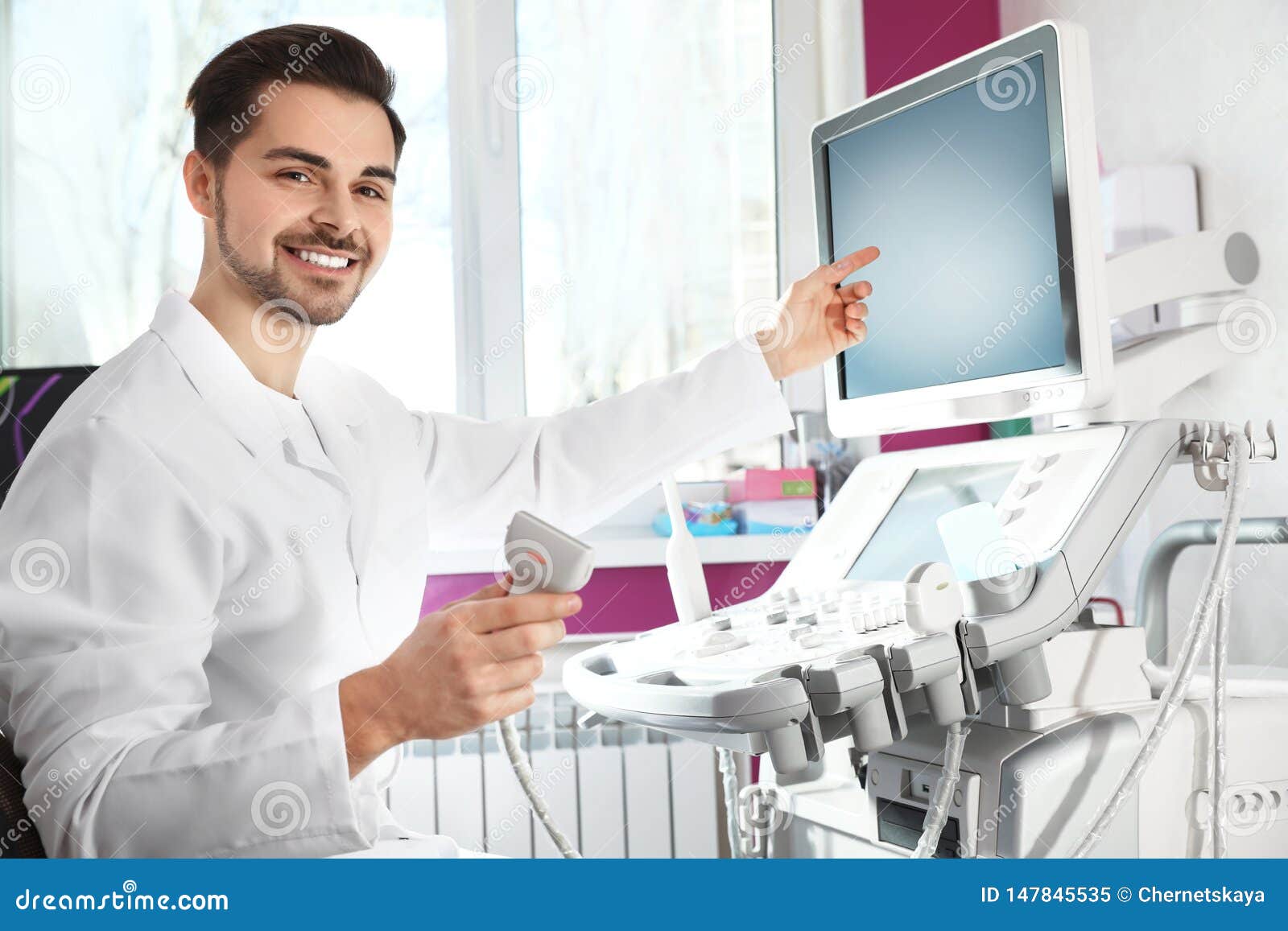 Sonographer Using Modern Ultrasound Machine Stock Image - Image of ...