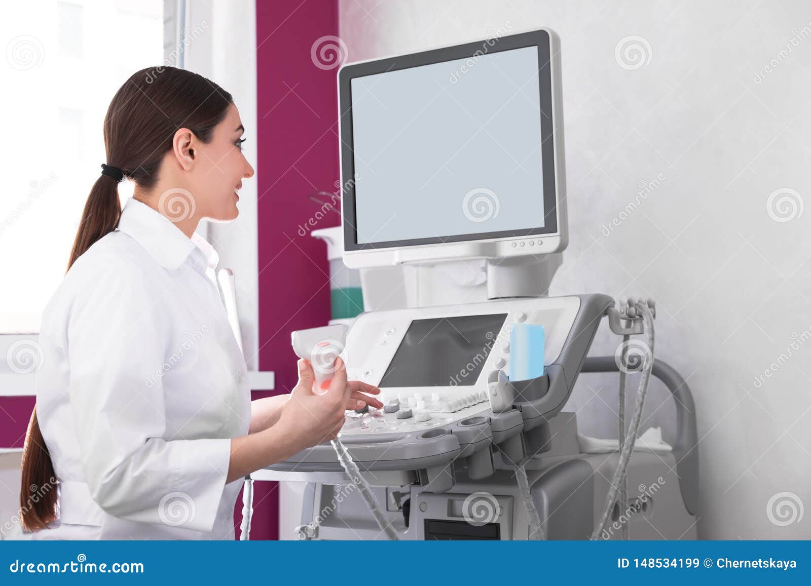 Sonographer Using Modern Ultrasound Machine Stock Image - Image of ...