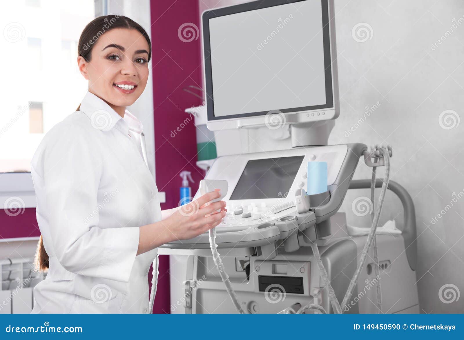 Sonographer Using Modern Ultrasound Machine Stock Photo - Image of ...