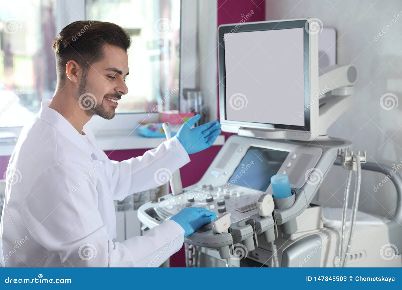 Sonographer Using Modern Ultrasound Machine Stock Image - Image of ...