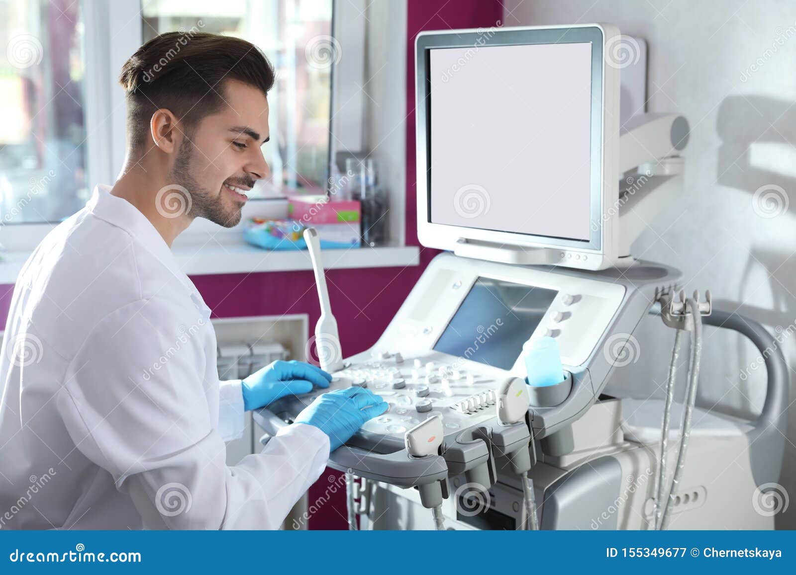 Sonographer Using Modern Ultrasound Machine Stock Image - Image of ...