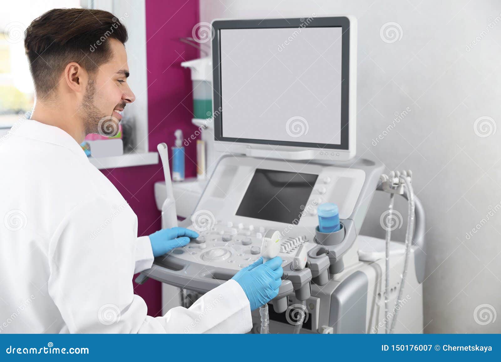 Sonographer Using Modern Ultrasound Machine Stock Image - Image of ...