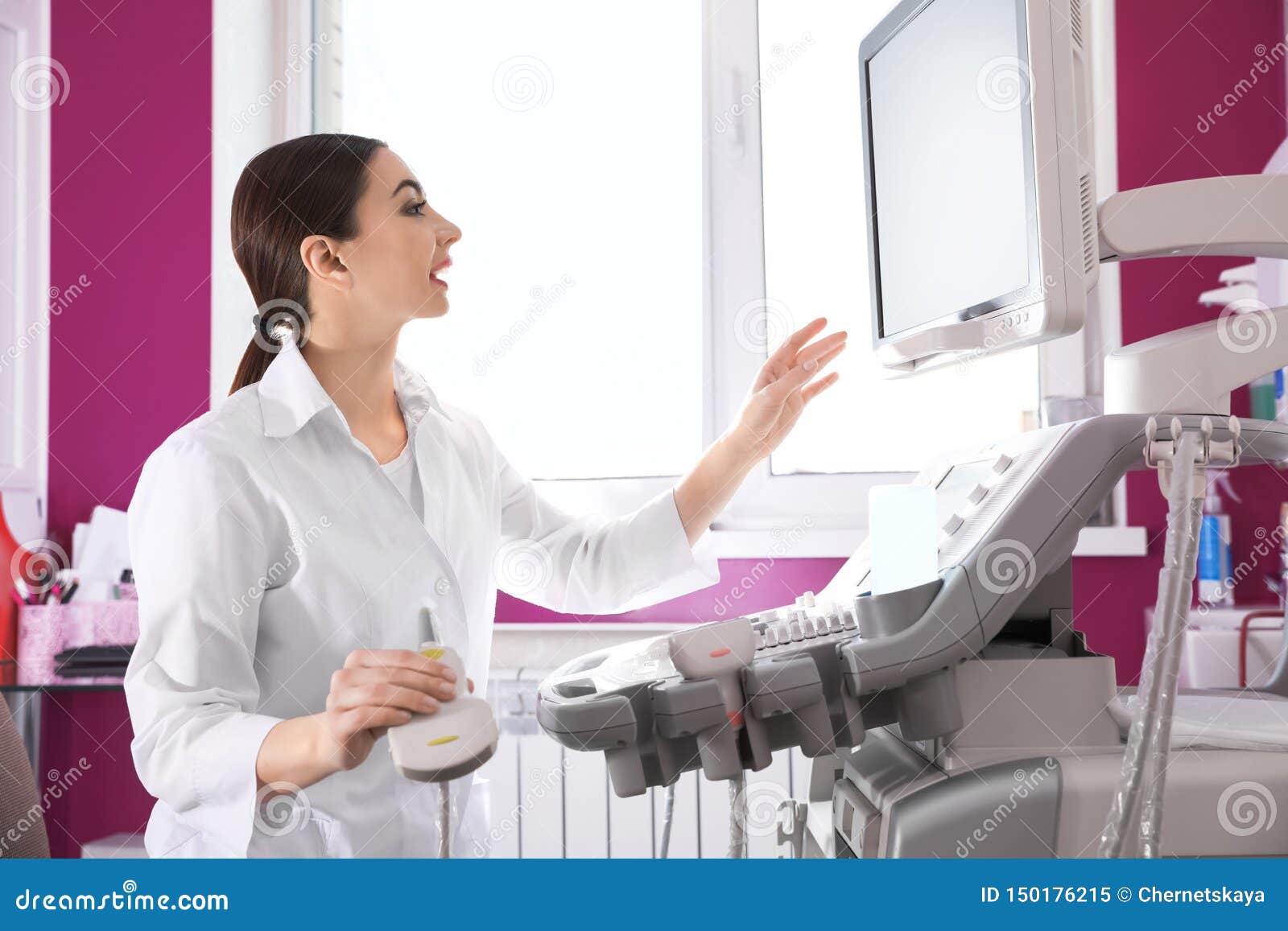 Sonographer Using Modern Ultrasound Machine Stock Image - Image of ...