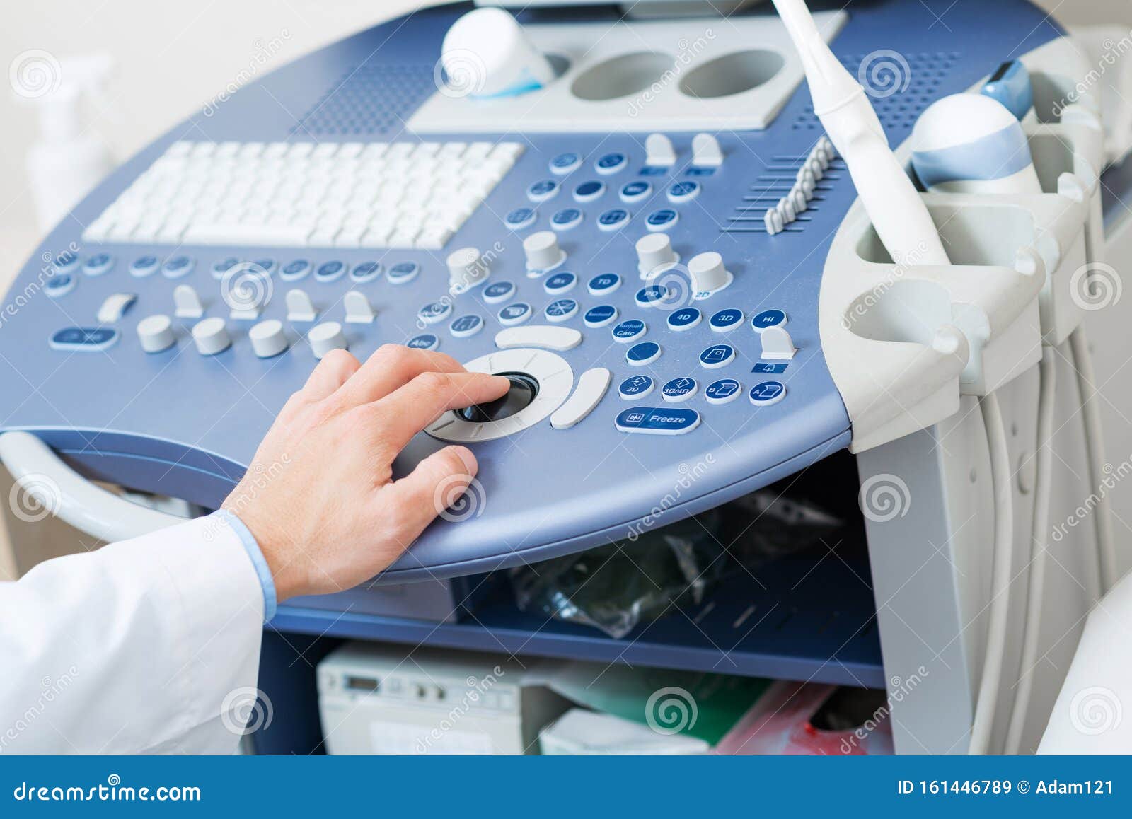 Sonographer Using Ultrasound Machine at Work. Stock Image - Image of ...