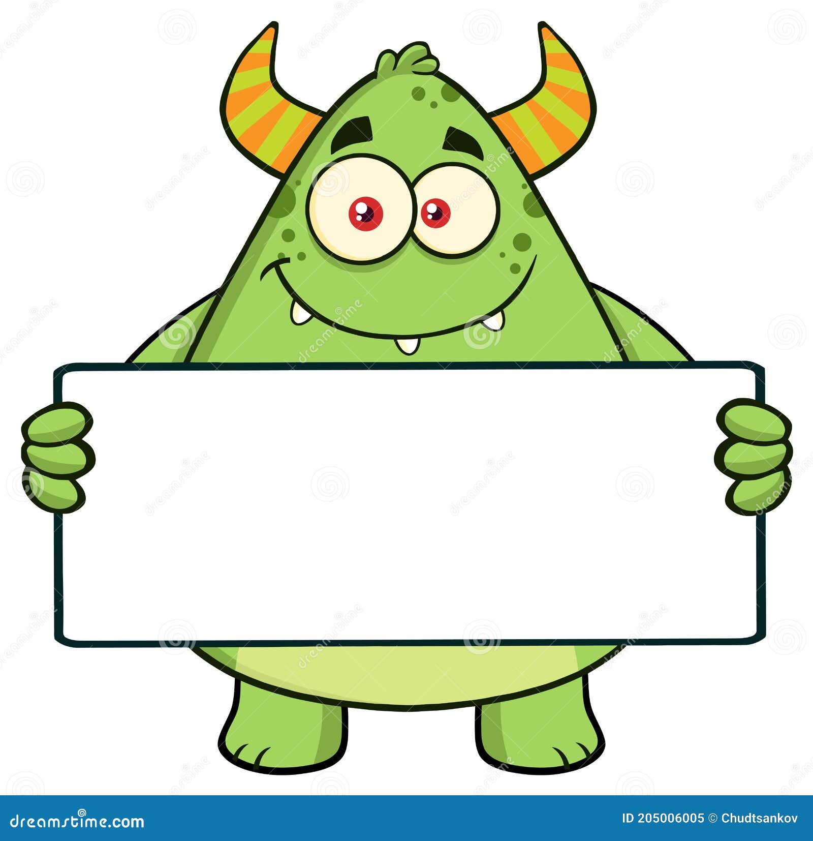 Sonriente Cuerned Monstruo Verde Personaje De Dibujos Animados ... Sonriente Cuerned Monstruo Verde Personaje De Dibujos Animados ...