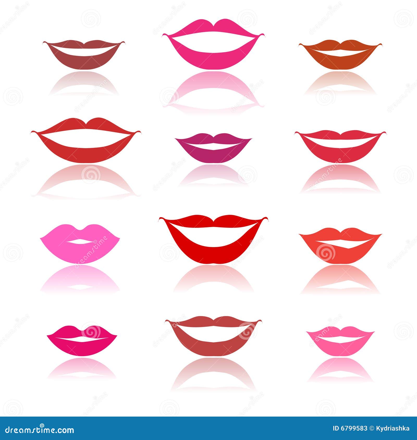 Sonrisas, Iconos De Los Labios En Blanco Ilustración del Vector ...
