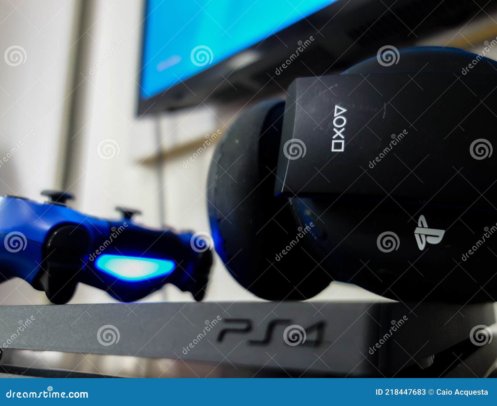 Sony Black Playstation 4 Pro Game Console with Blue Wireless Controller ...