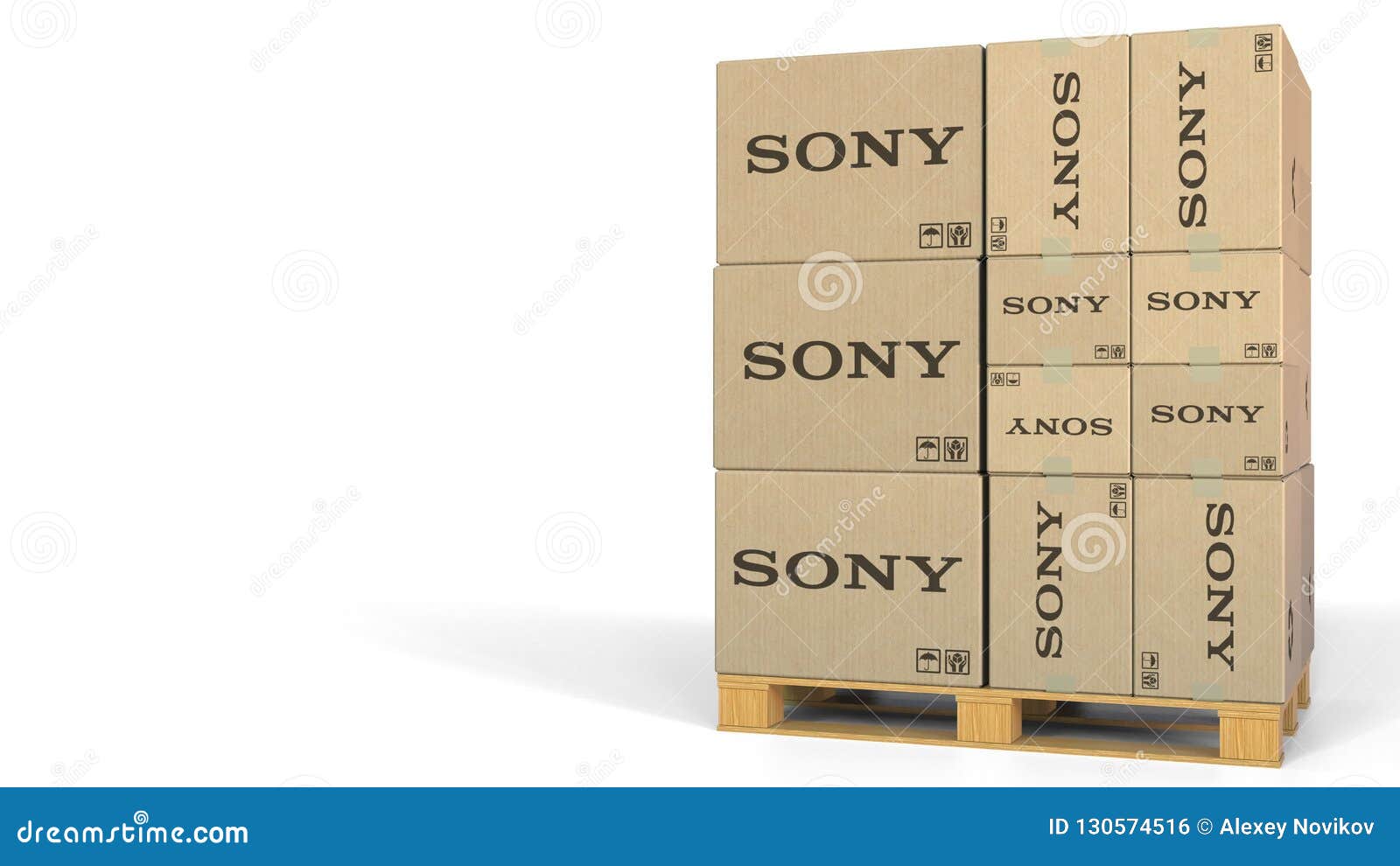 Sony Logo on Cartons on Pallet. Editorial 3D Rendering Editorial Photo ...