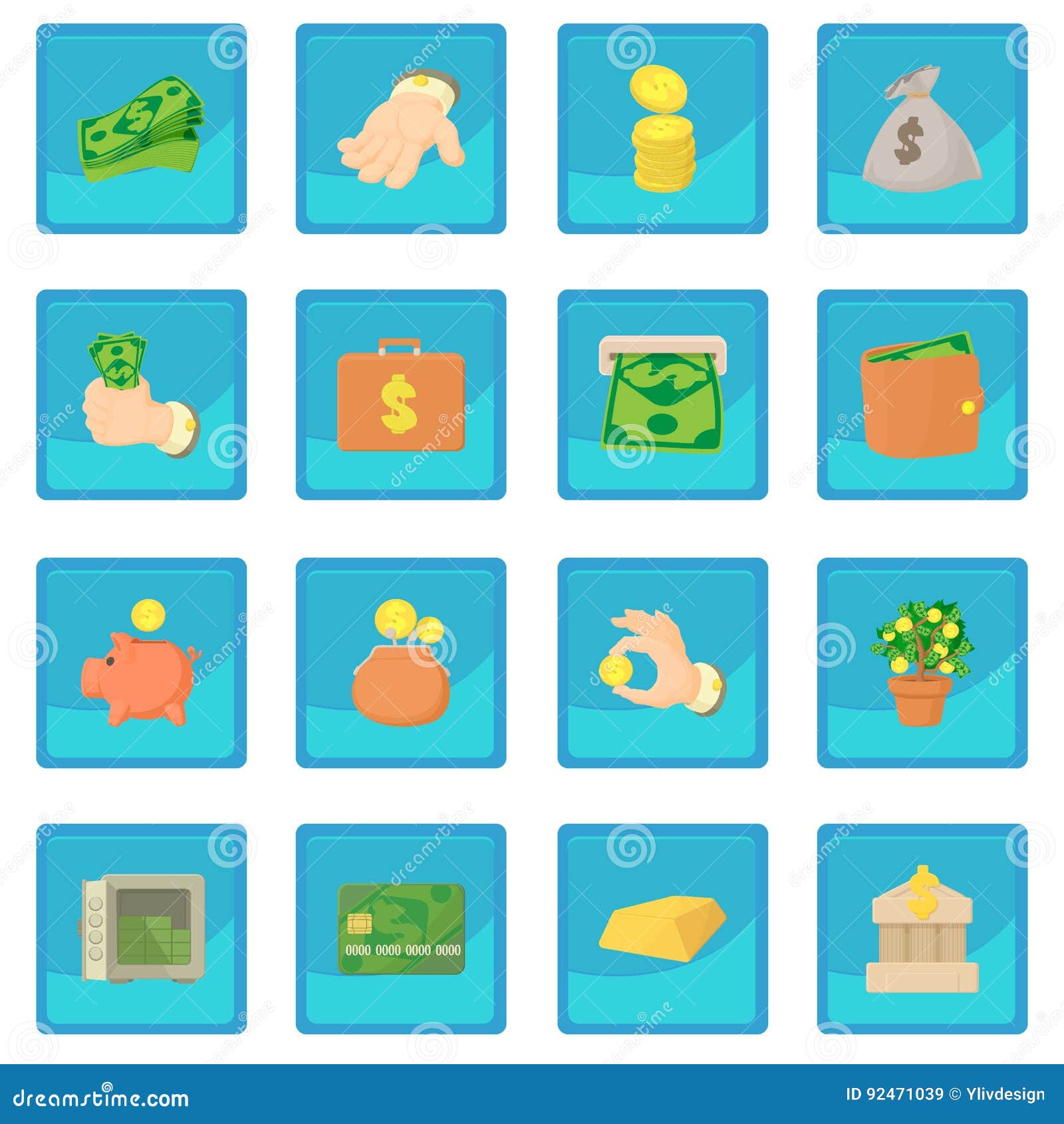 Soorten Geldpictogram Blauwe App Vector Illustratie - Illustration of ...