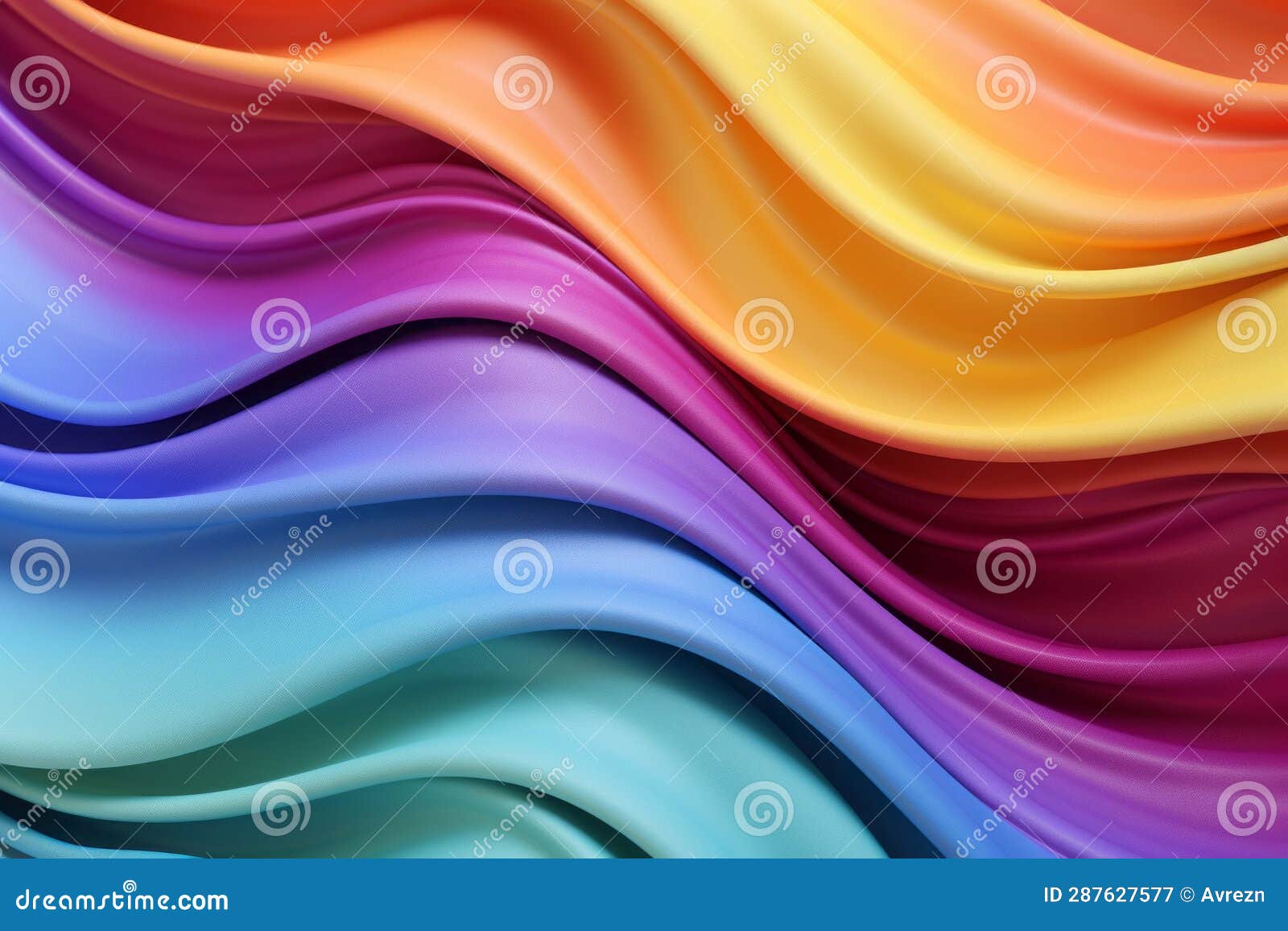 Soothing Rainbow Wavy Satin Cascade Under Sunlight, Generative AI Stock ...
