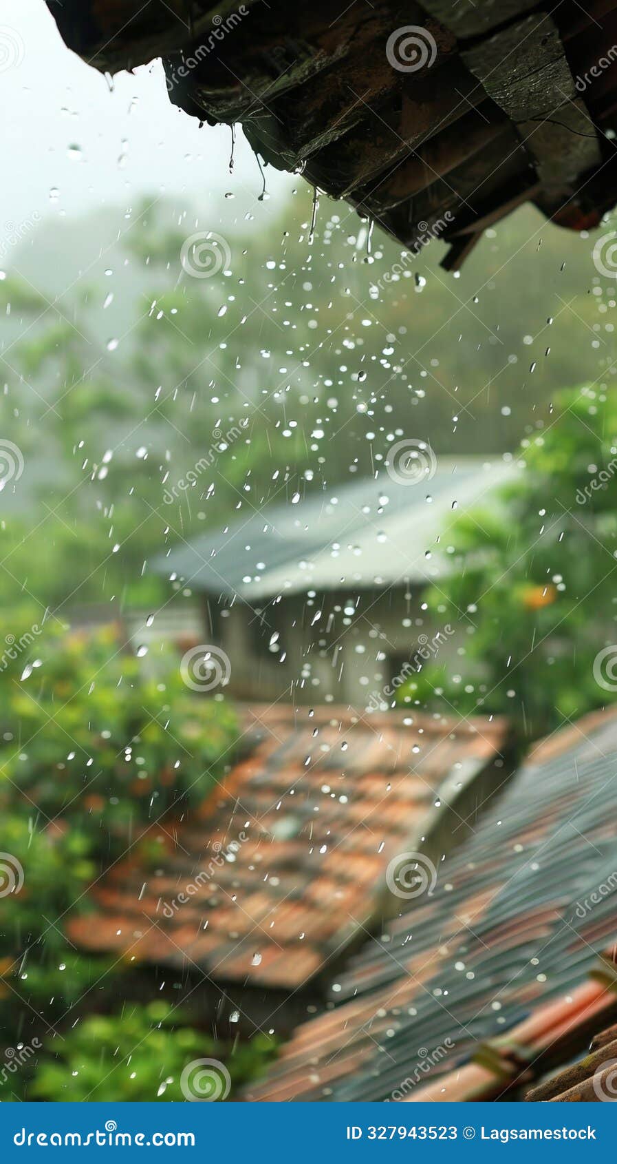 The Soothing Sound of Rain Tapping Against a Rooftop Stock Illustration ...