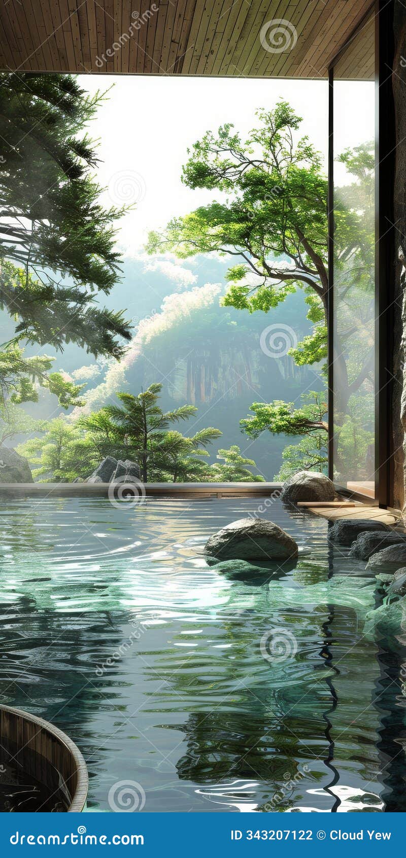 Soothing Spa Environment Blended with Serene Landscape Visuals. Stock ...