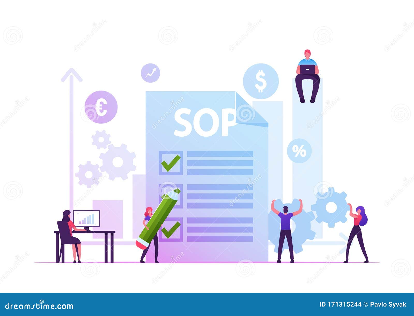 Sop, Standard Operating Procedure Concept. People Writing Step-by-step ...