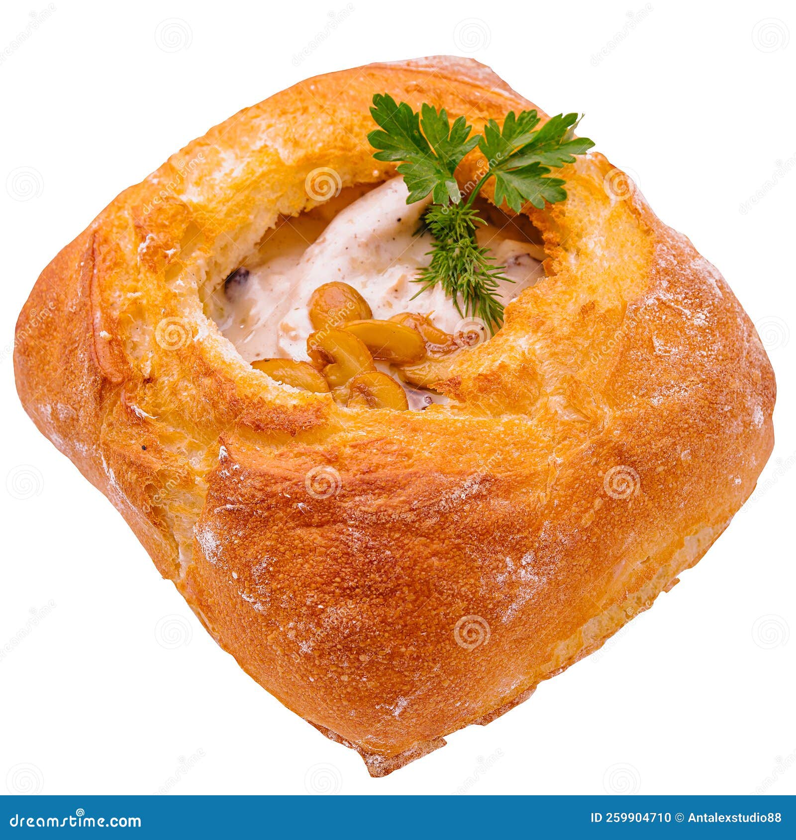 Sopa De Crema En Pan Aislado Foto de archivo - Imagen de polonia ...