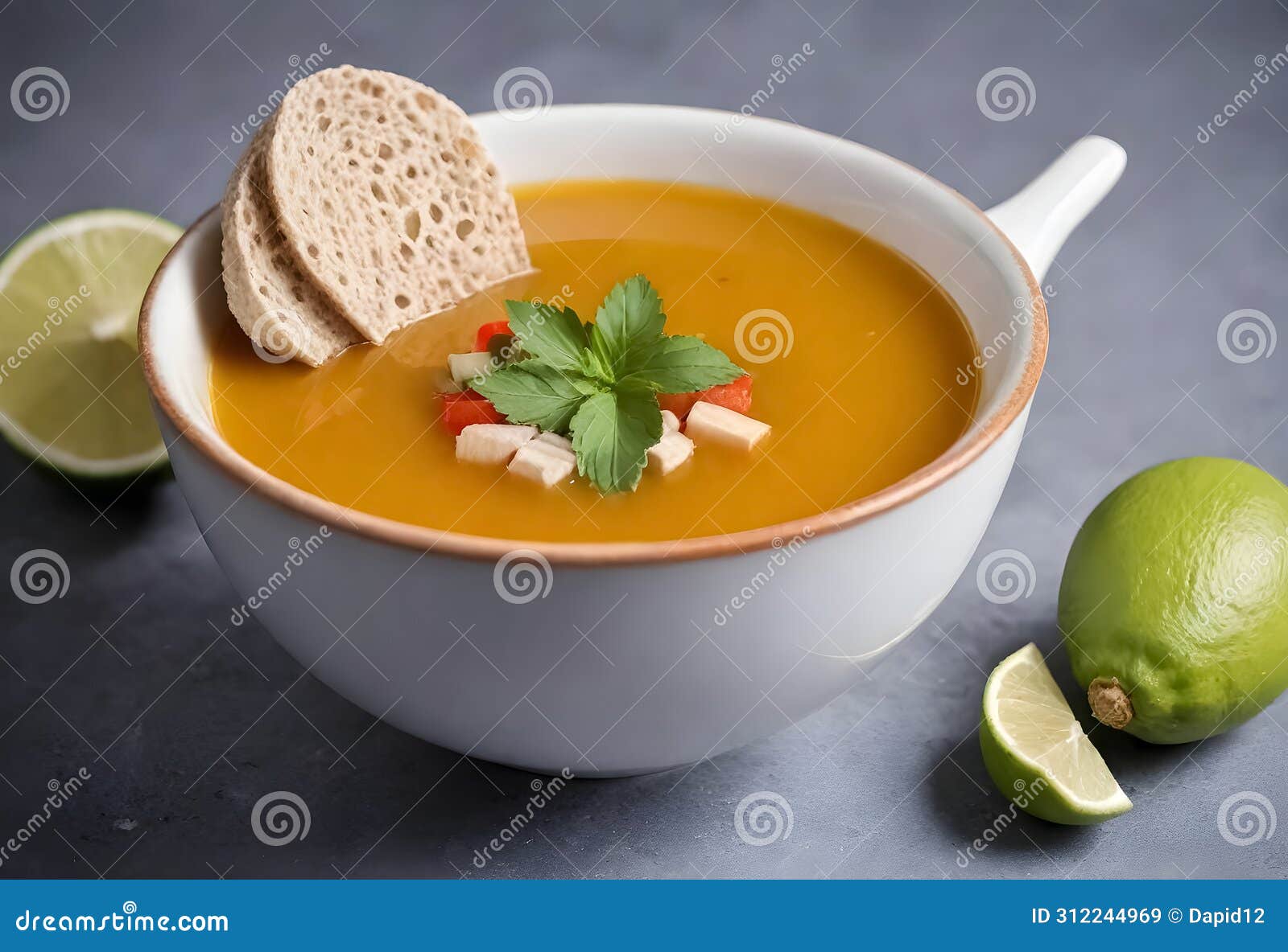 Sopa De Lima Traditional Mexican Soup with Lime, Cilantro and a Slice ...