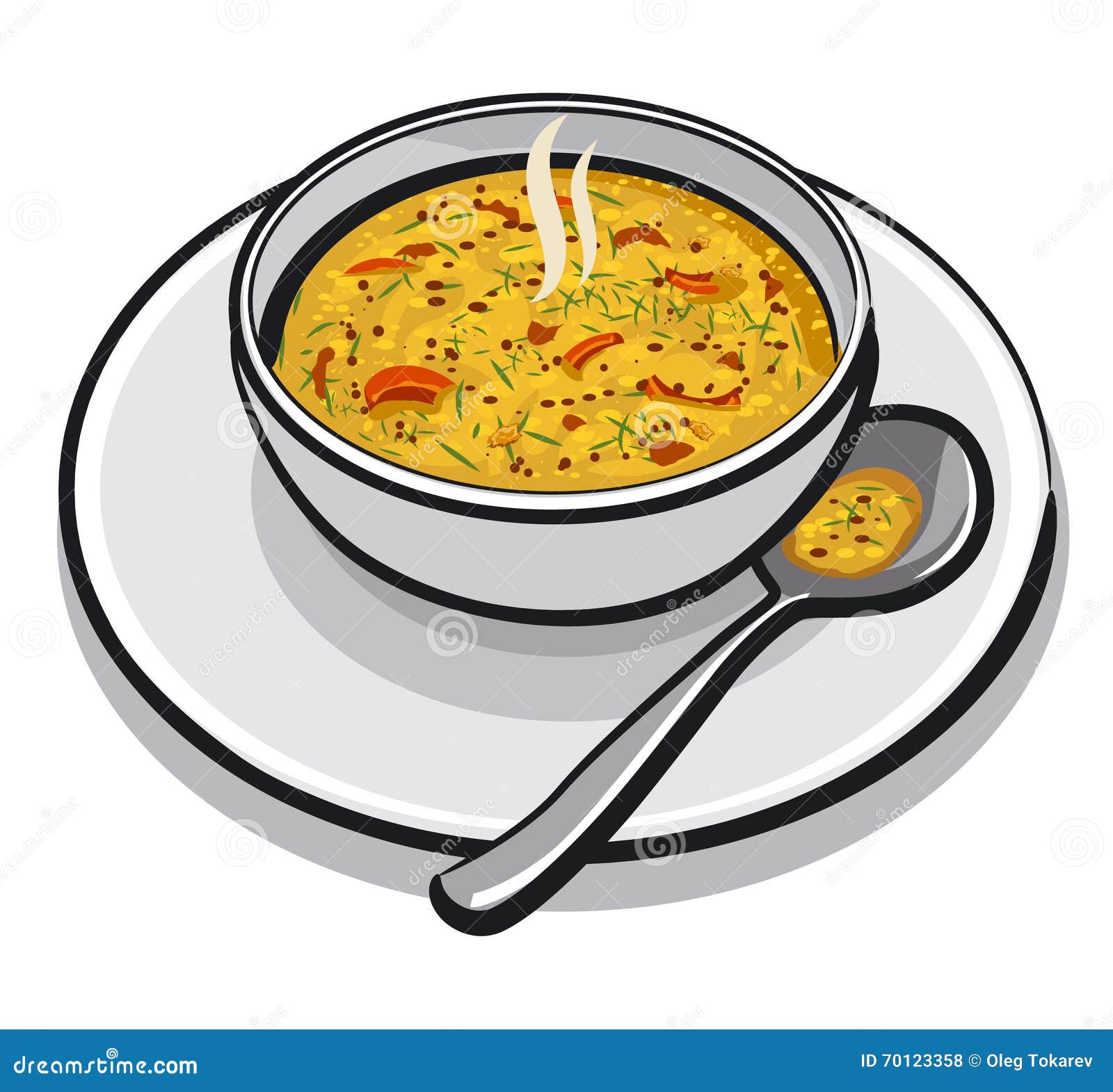 Sopa de verduras caliente stock de ilustración. Ilustración de cena ...