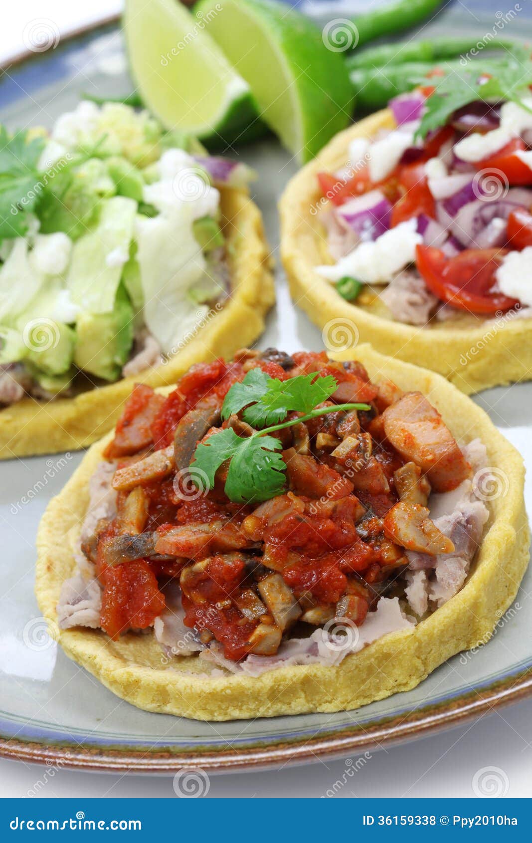 Sopes stock photo. Image of chili, lettuce, meat, flour - 36159338