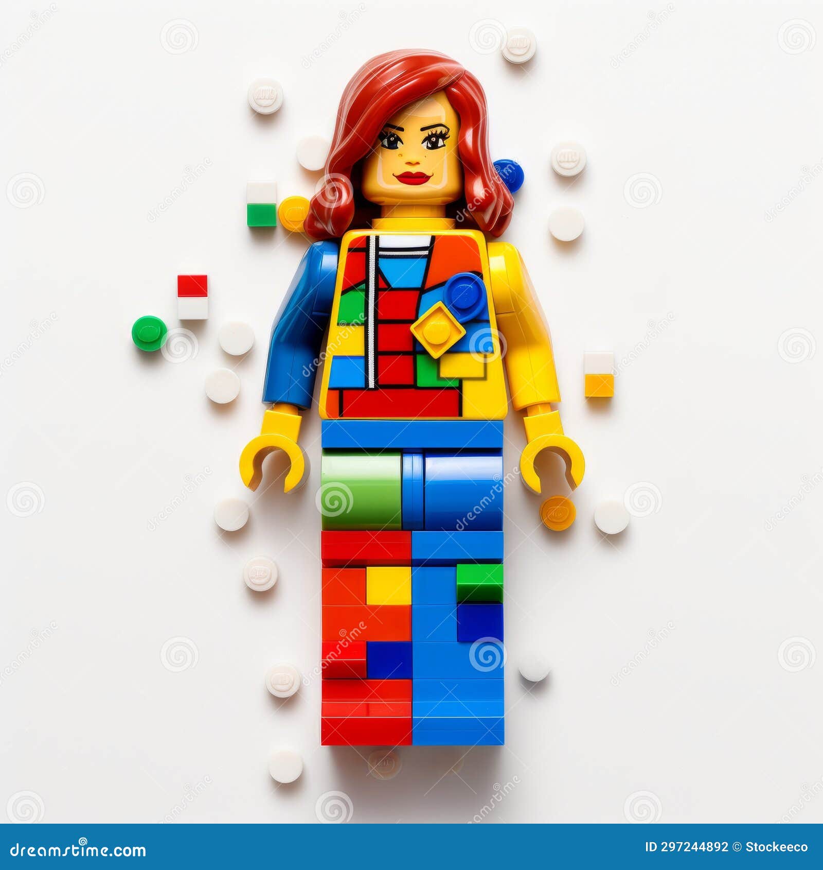 Sophie A Colorful Geometric Lego Girl In 3d Stock Illustration Illustration Of Greg Colorful
