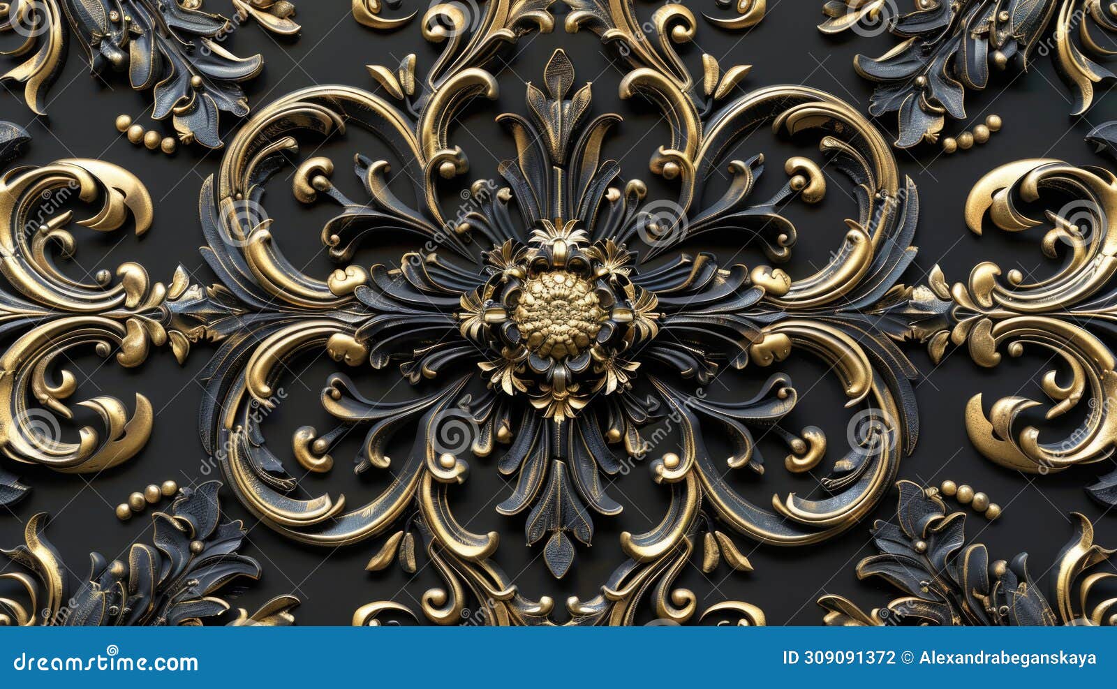 Sophisticated Black Leather with Golden Rococo Motifs Stock Illustration - Illustration of ...