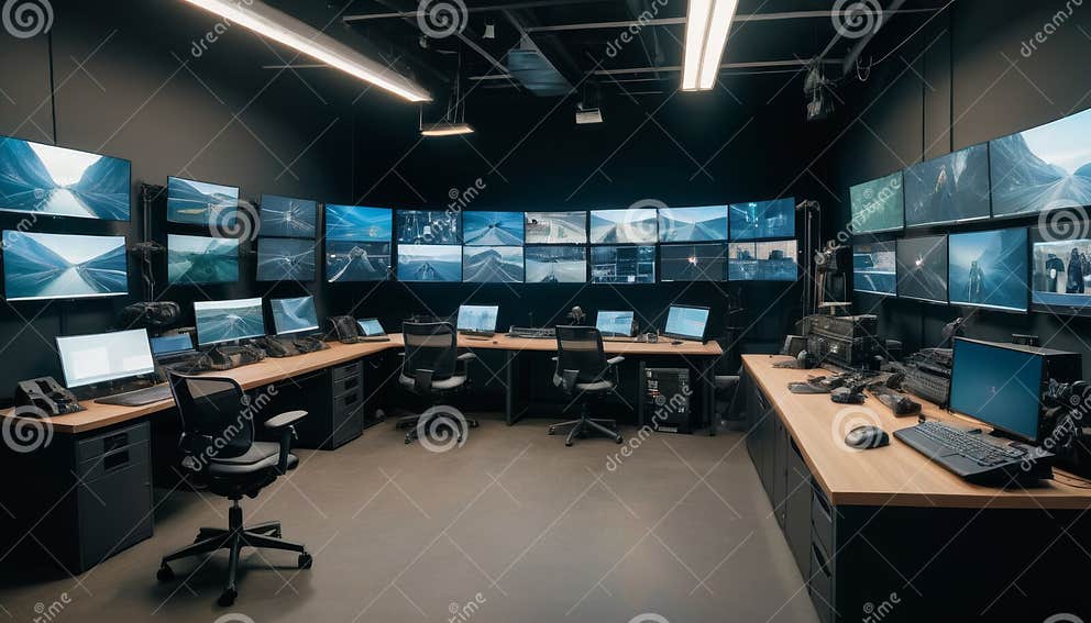 High-Tech Monitoring Control Room Stock Image - Image of monitoring ...