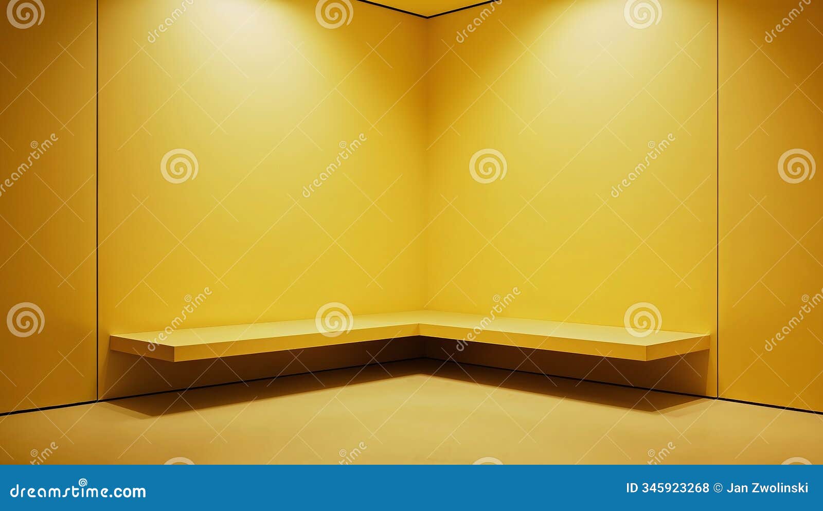 Sophisticated Corner Design with a Yellow Floating Bench Setup Stock ...