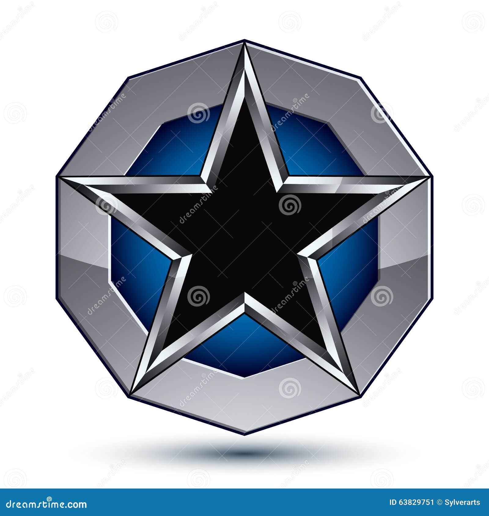 Sophisticated Design Geometric Symbol, Stylized Pentagonal Black Stock ...