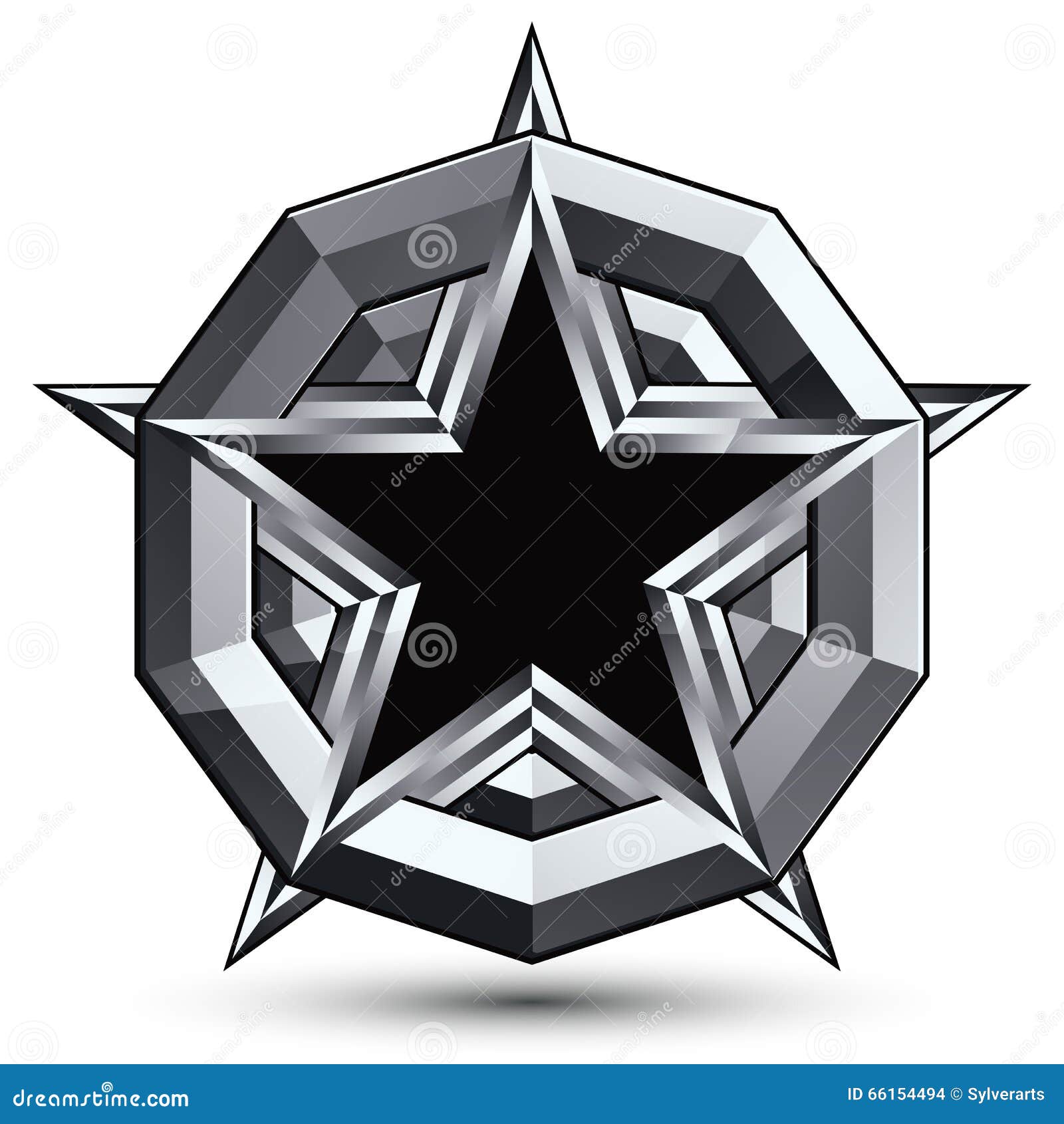 Sophisticated Design Geometric Symbol, Stylized Pentagonal Black Stock ...