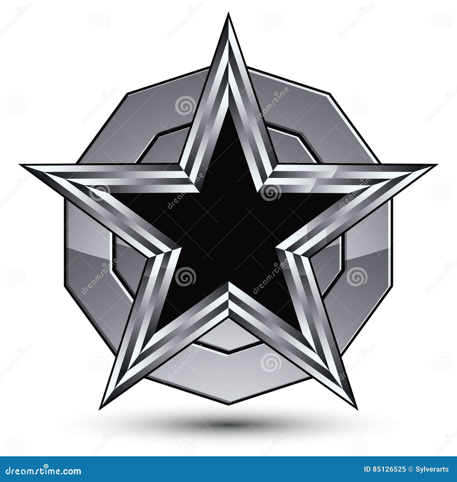 Sophisticated Design Geometric Symbol, Stylized Pentagonal Black Stock ...