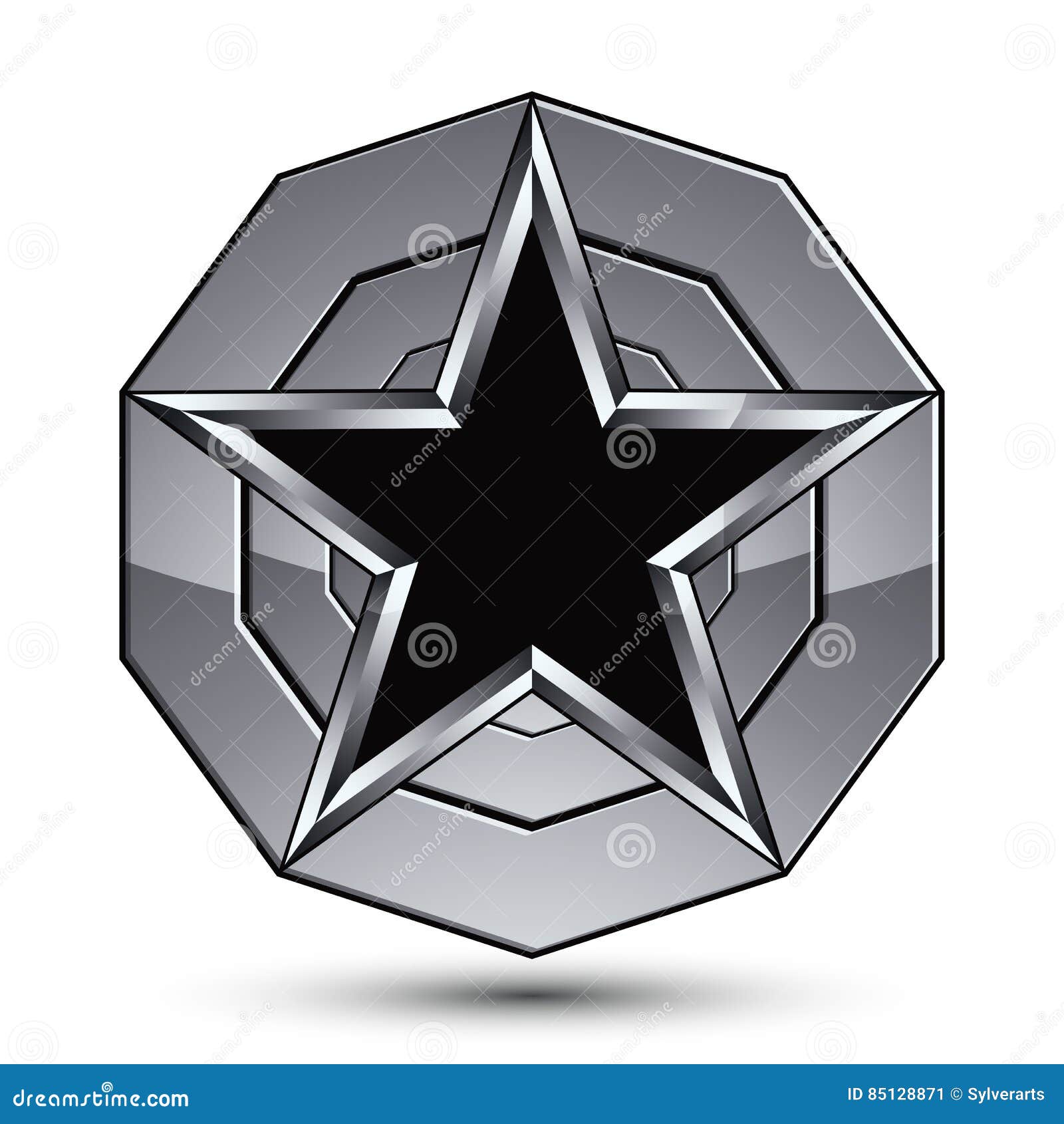 Sophisticated Design Geometric Symbol, Stylized Pentagonal Black Stock ...