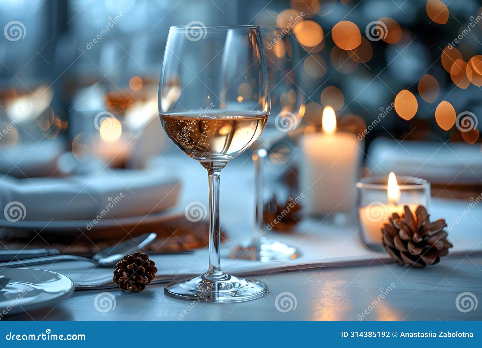 Sophisticated Dinner Ambiance with Wine & Candlelight. Concept Romantic ...