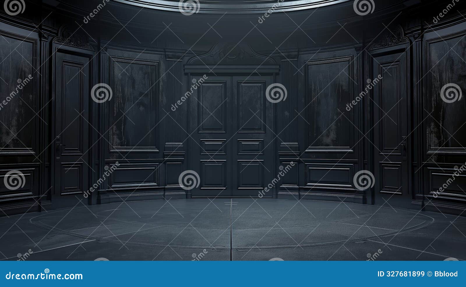 Sophisticated Empty Room with Circular Pattern Floor Stock Image ...