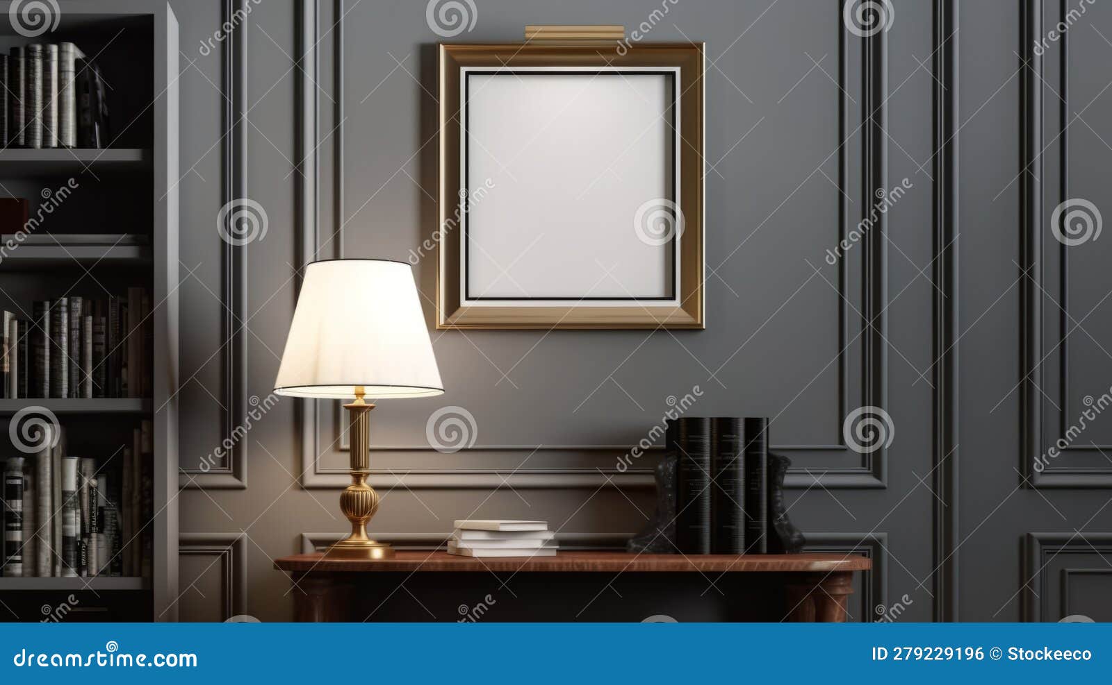 Sophisticated Library with Blank Plastic Picture Frame Stock ...