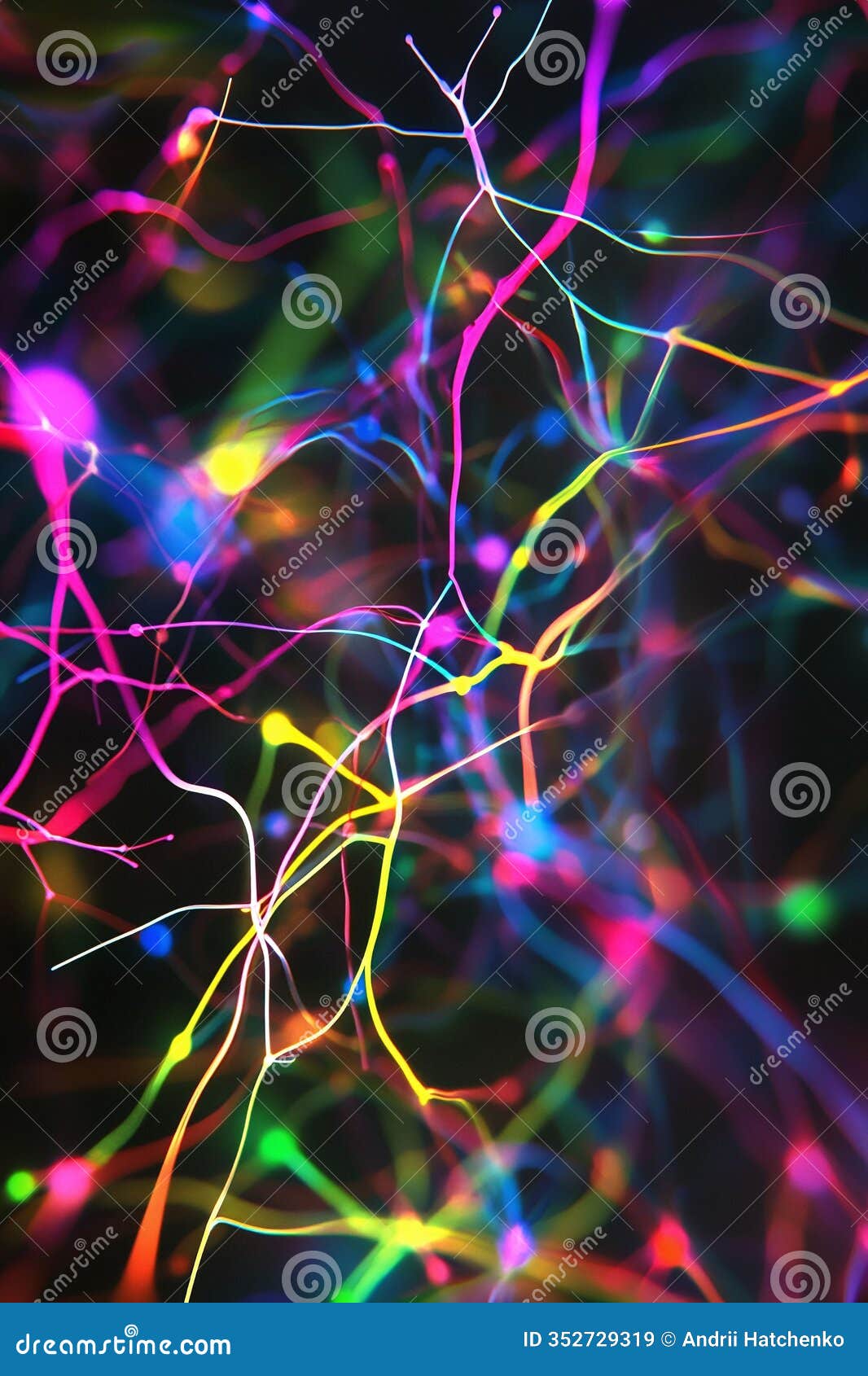 Sophisticated Neural Pathway Visualization Illuminated by Pulsing Neon ...