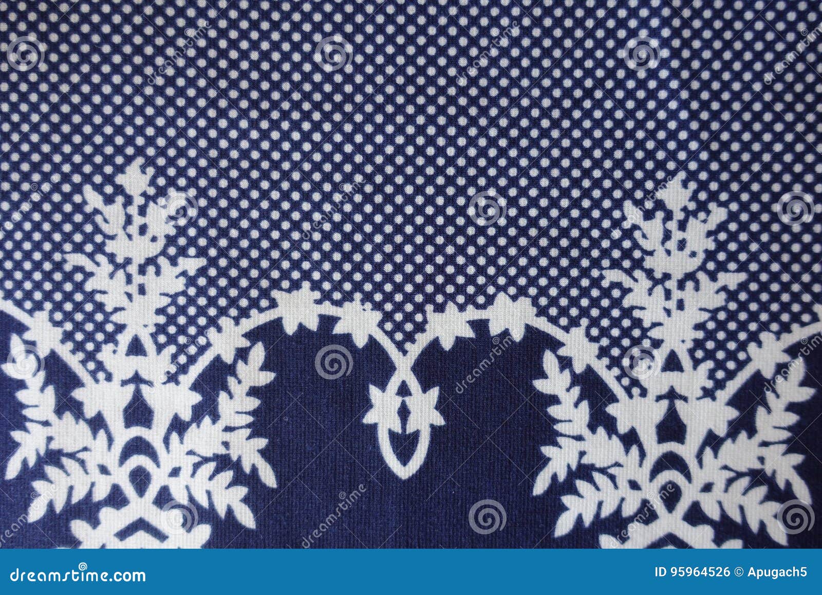 Sophisticated Old Fashioned Pattern on Blue Fabric Stock Photo - Image ...