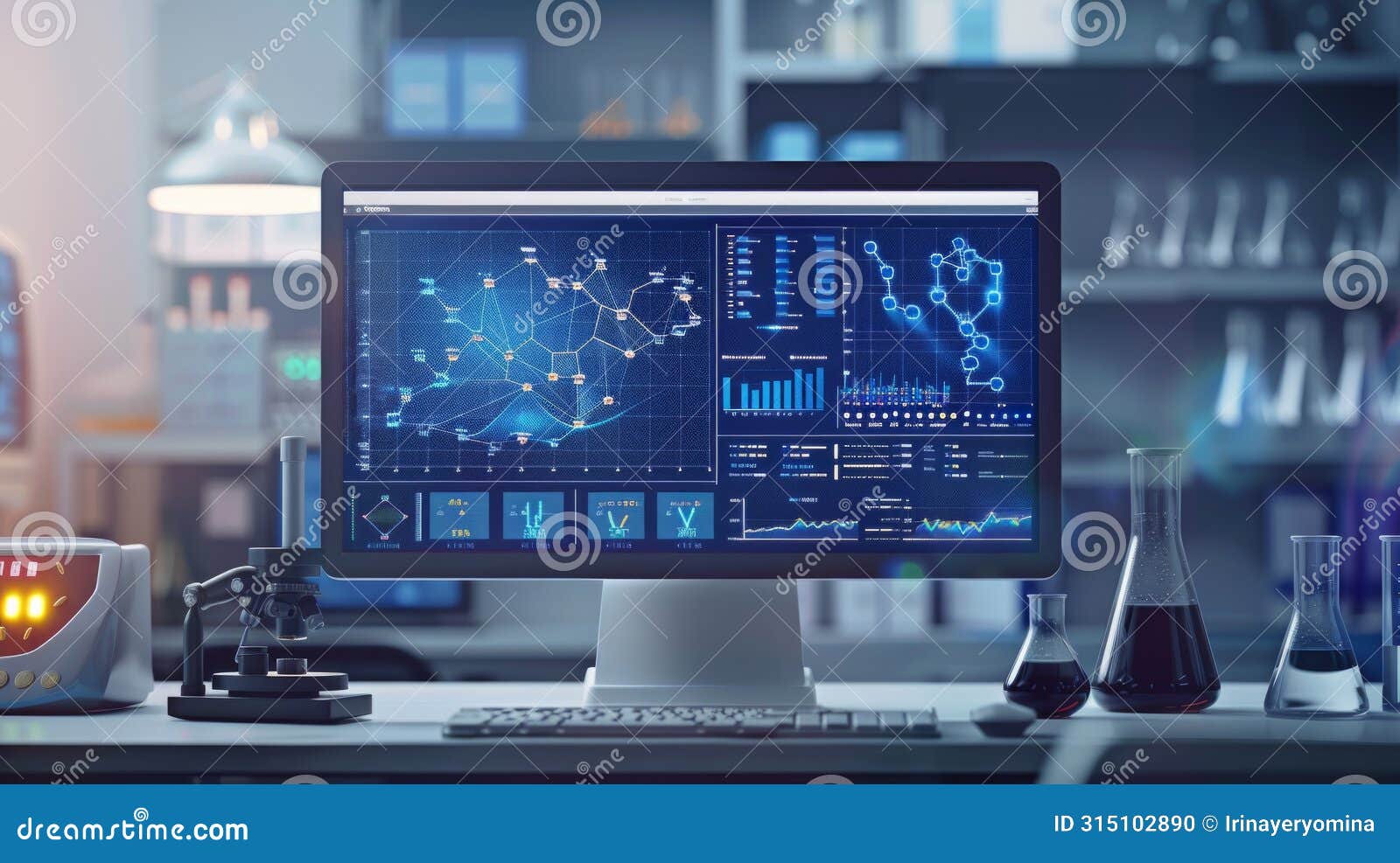 Sophisticated Pharmaceutical Innovation: AI Interface in Lab Setting ...