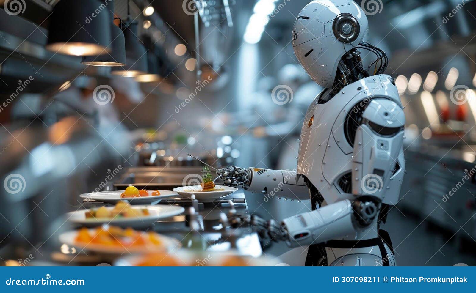 Sophisticated Robot Plating Fine Dining Cuisine. in a Modern Culinary ...