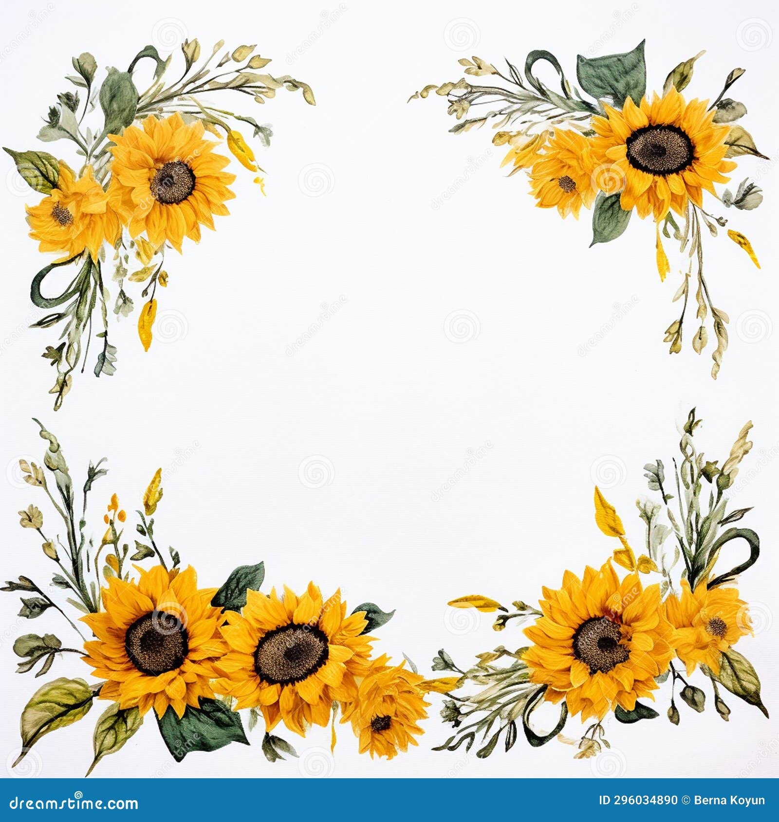 Sophisticated Sunflower Border Stock Illustration - Illustration of ...