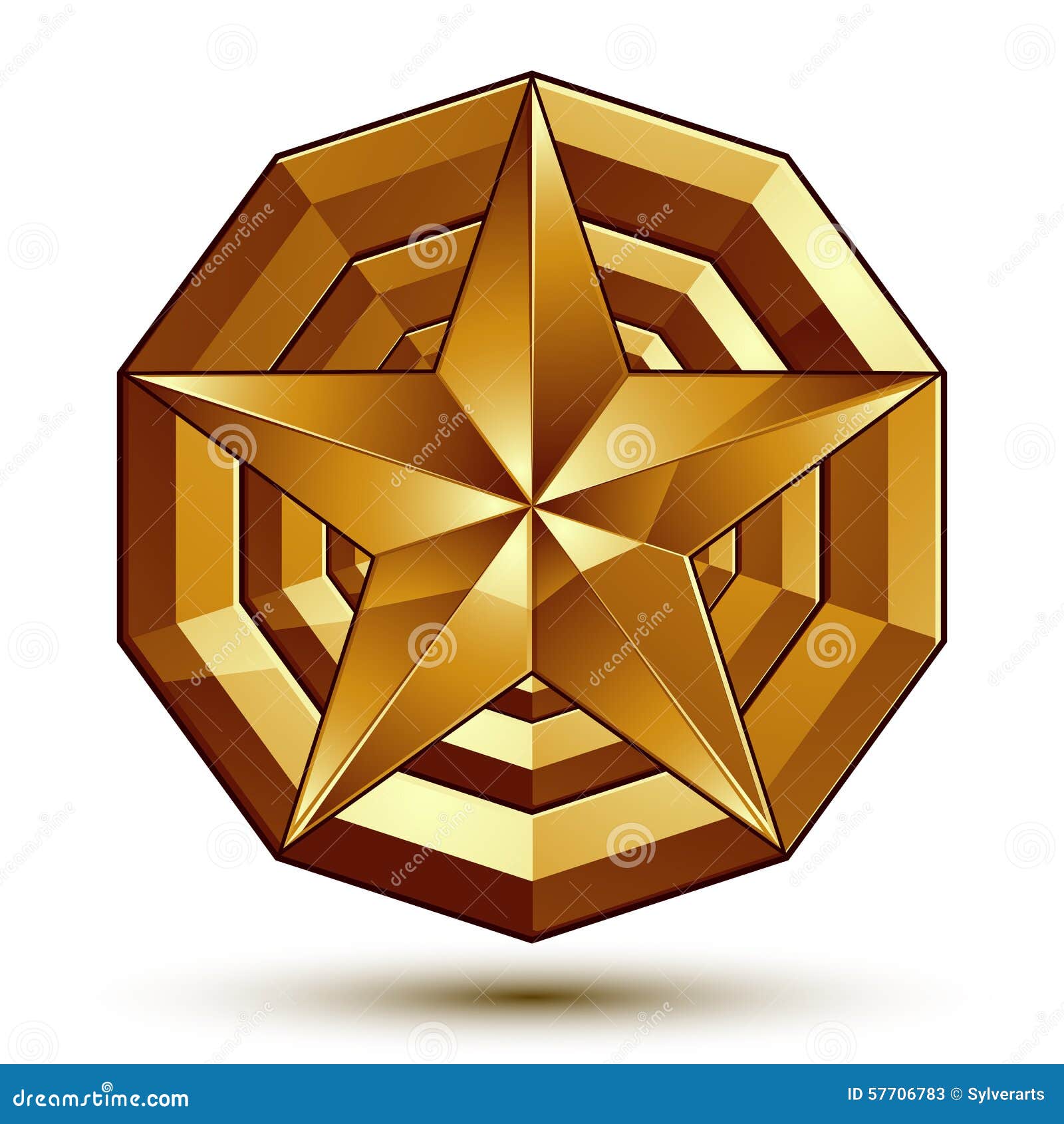 Sophisticated Vector Golden Star Emblem, 3d Decorative Design Stock ...