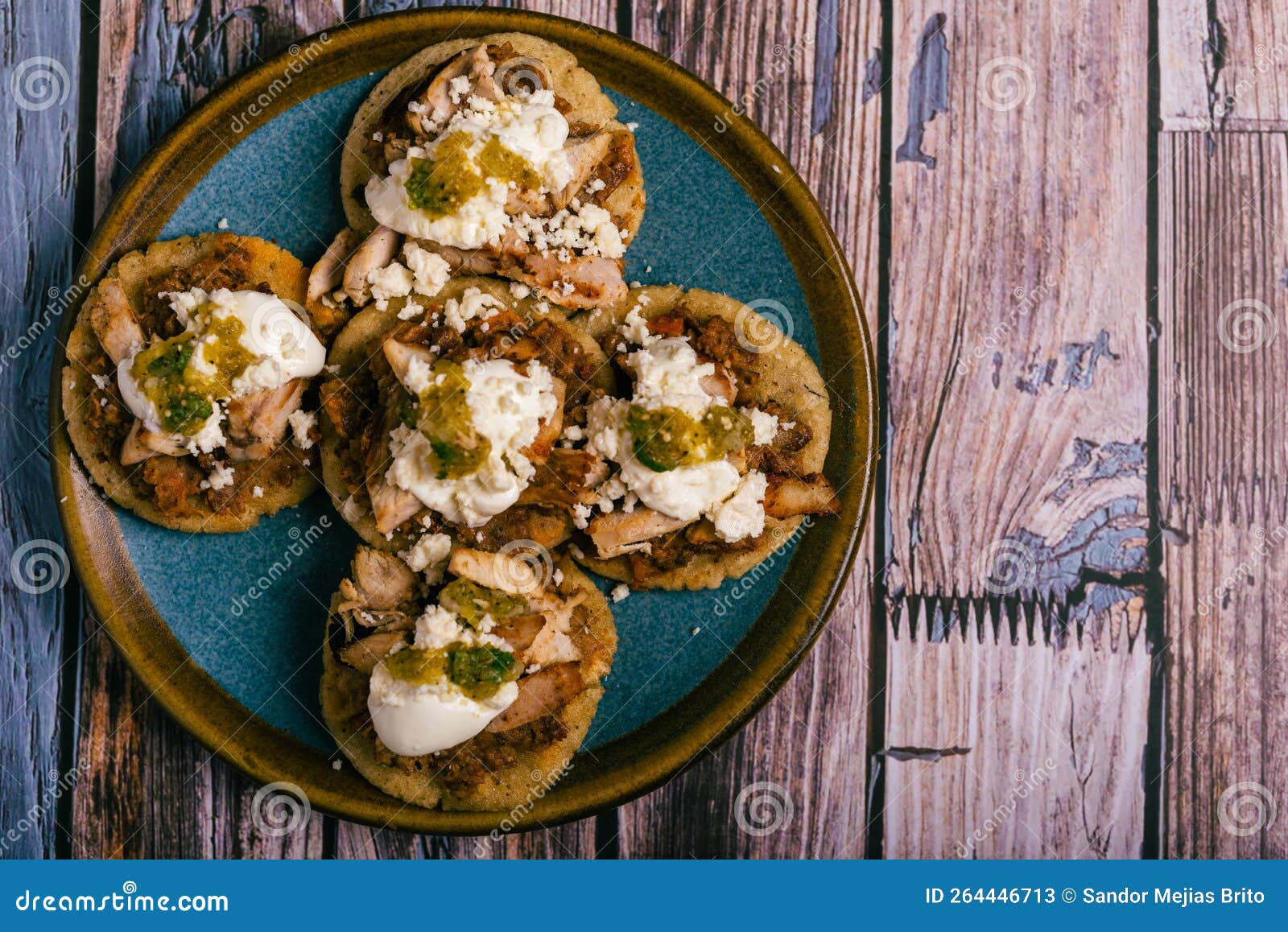 Sopitos, Typical Mexican Dish on Wooden Table. Sopes, Stock Image ...