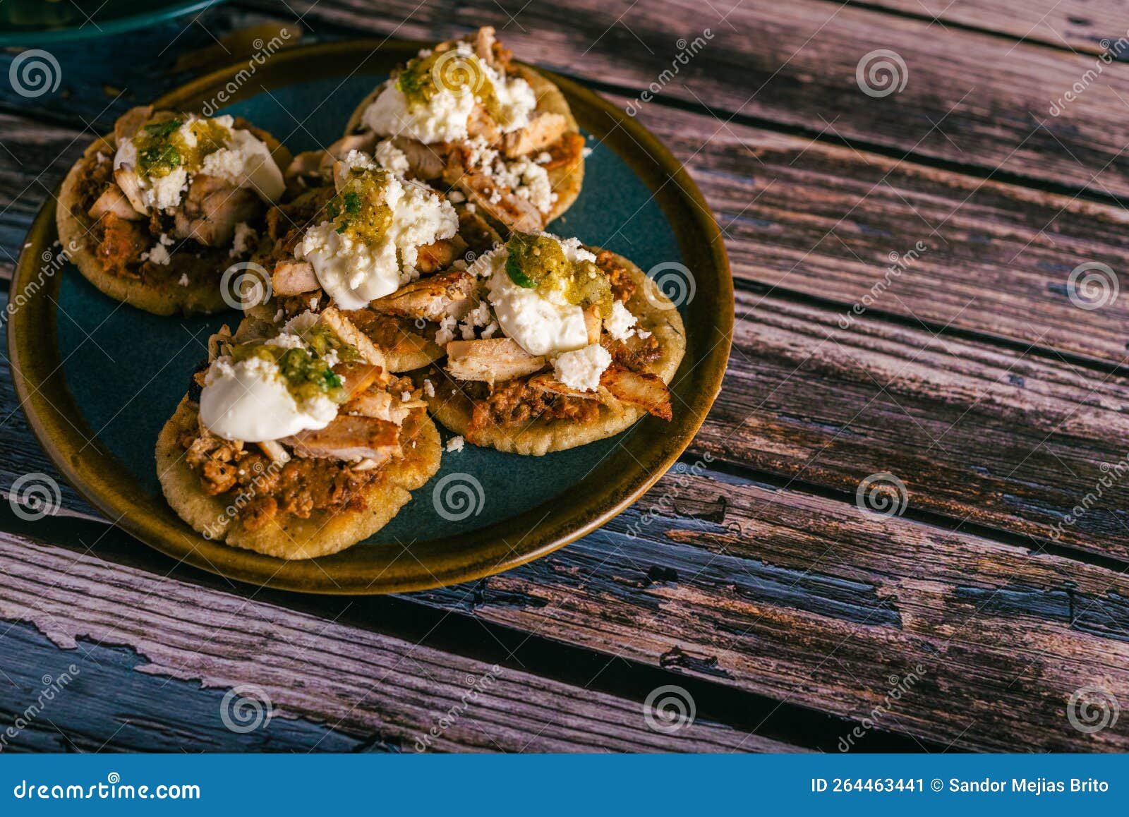 Sopitos, Typical Mexican Dish on Wooden Table. Sopes Stock Image ...