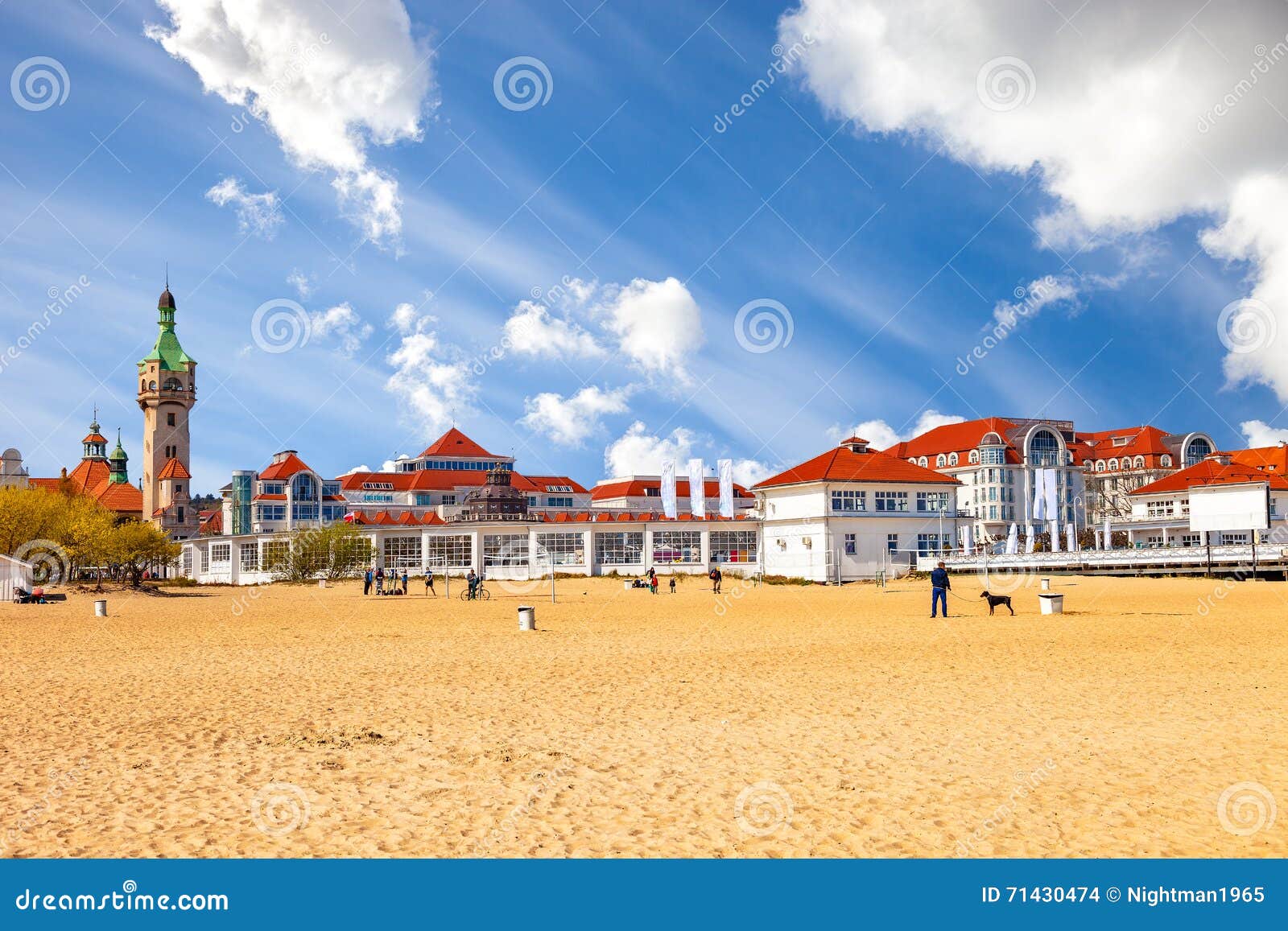 Sopot Baltic beach editorial stock image. Image of landscape - 71430474