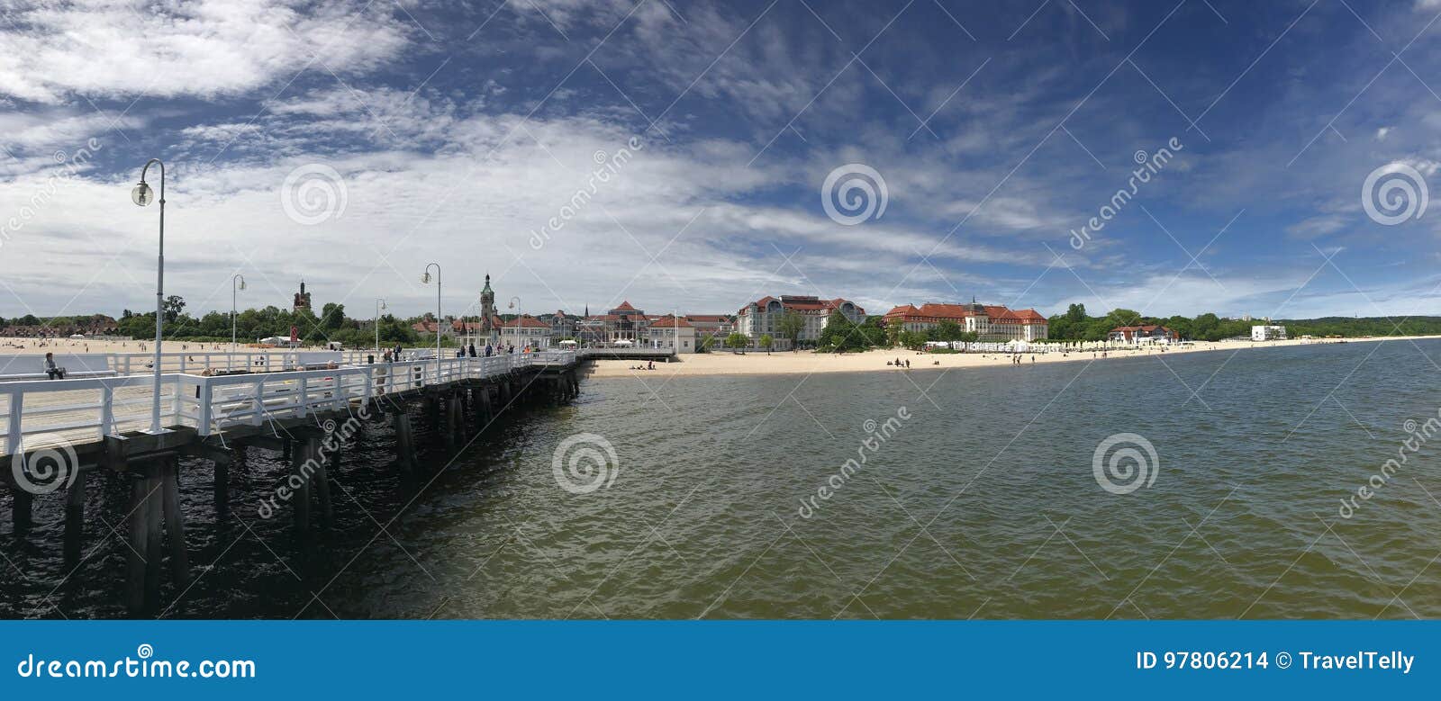 Sopot beach panorama editorial stock image. Image of holiday - 97806214
