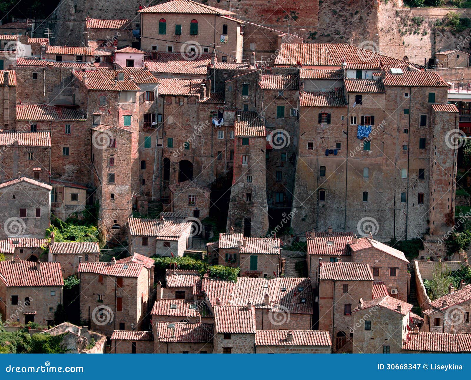 Sorano town in Italy. stock image. Image of cityscape - 30668347