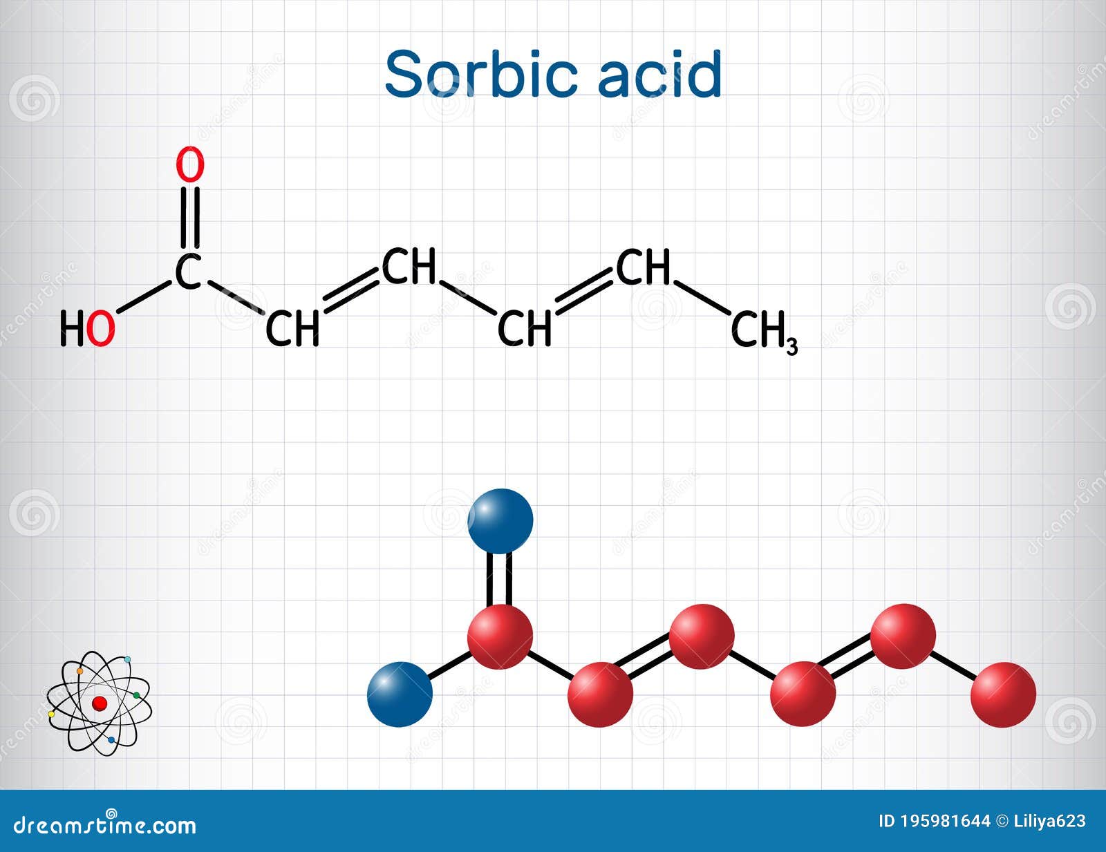 Sorbic Acid Of C6H8O2 3D Conformer Food Additive E200 Isolated ...