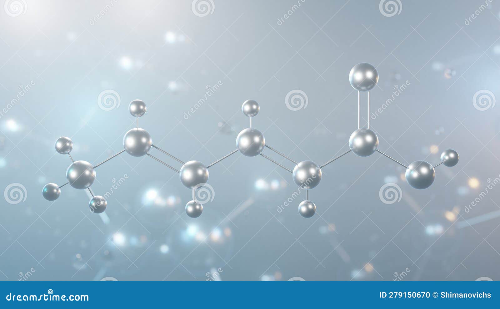 Sorbic Acid Molecular Structure, 3d Model Molecule, Food Preservative ...